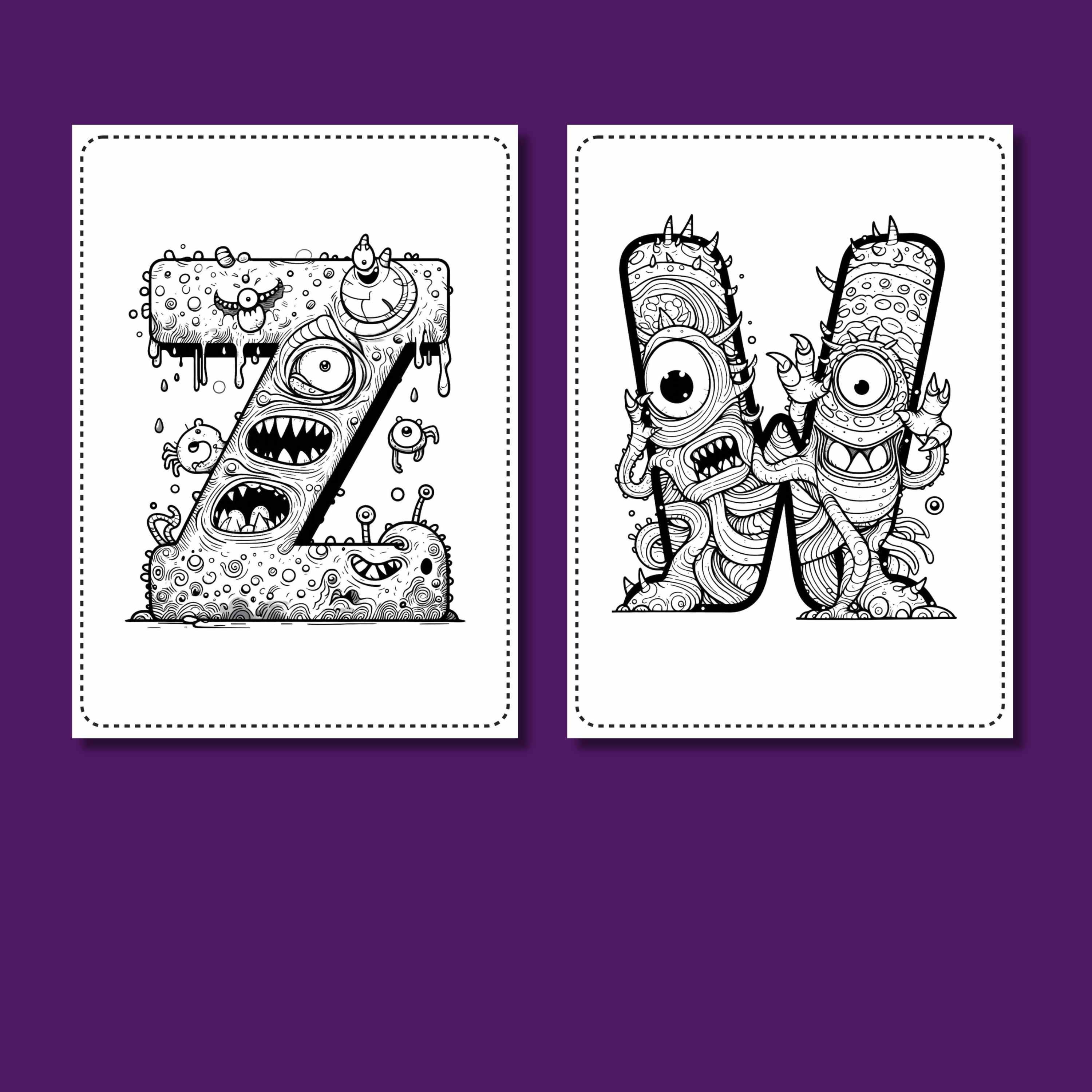 Monster Alphabet Coloring Pages, Funny Coloring, Big Kids Coloring, A-Z ...