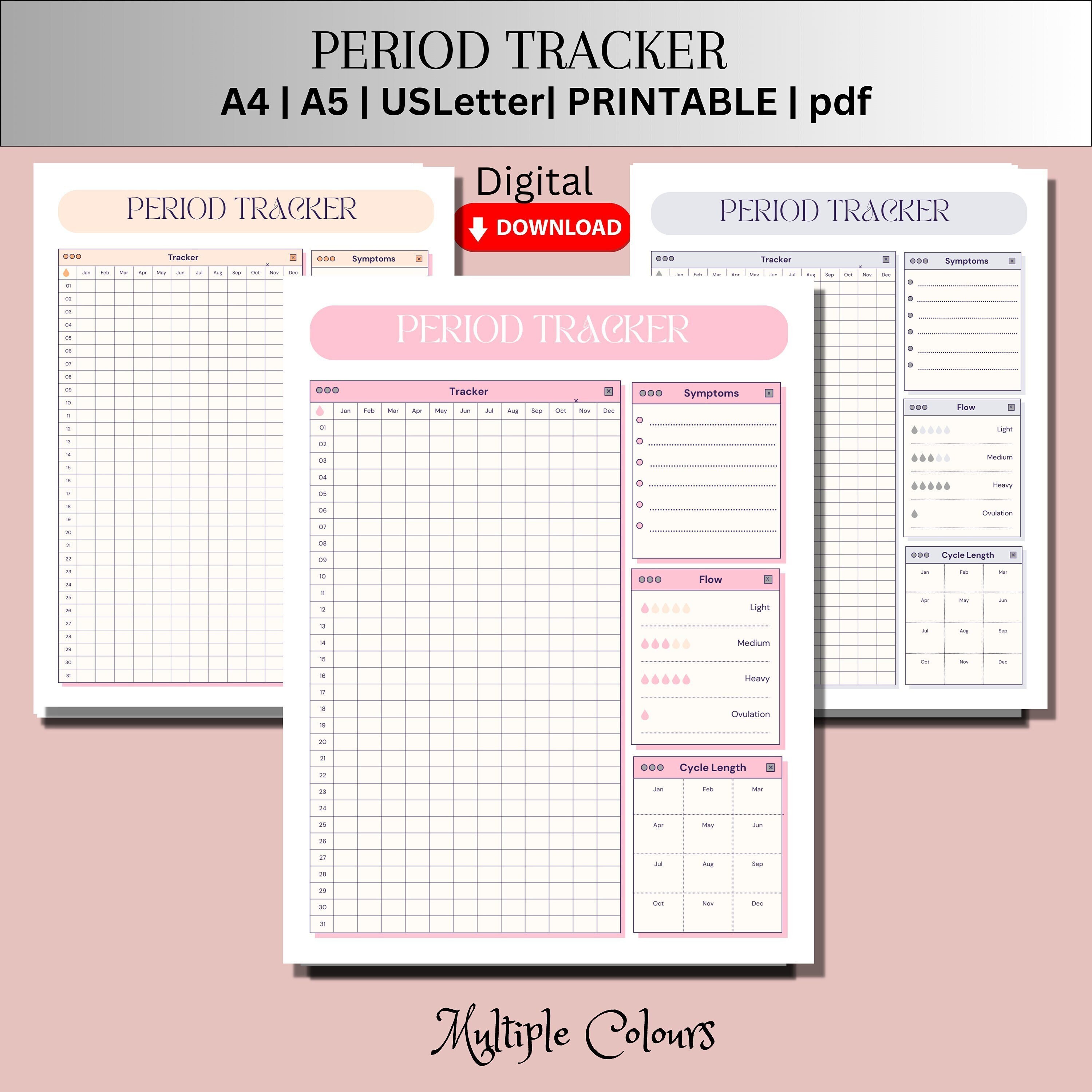 Period Tracker Printable Monthly Cycle Tracking Monthly - Etsy UK