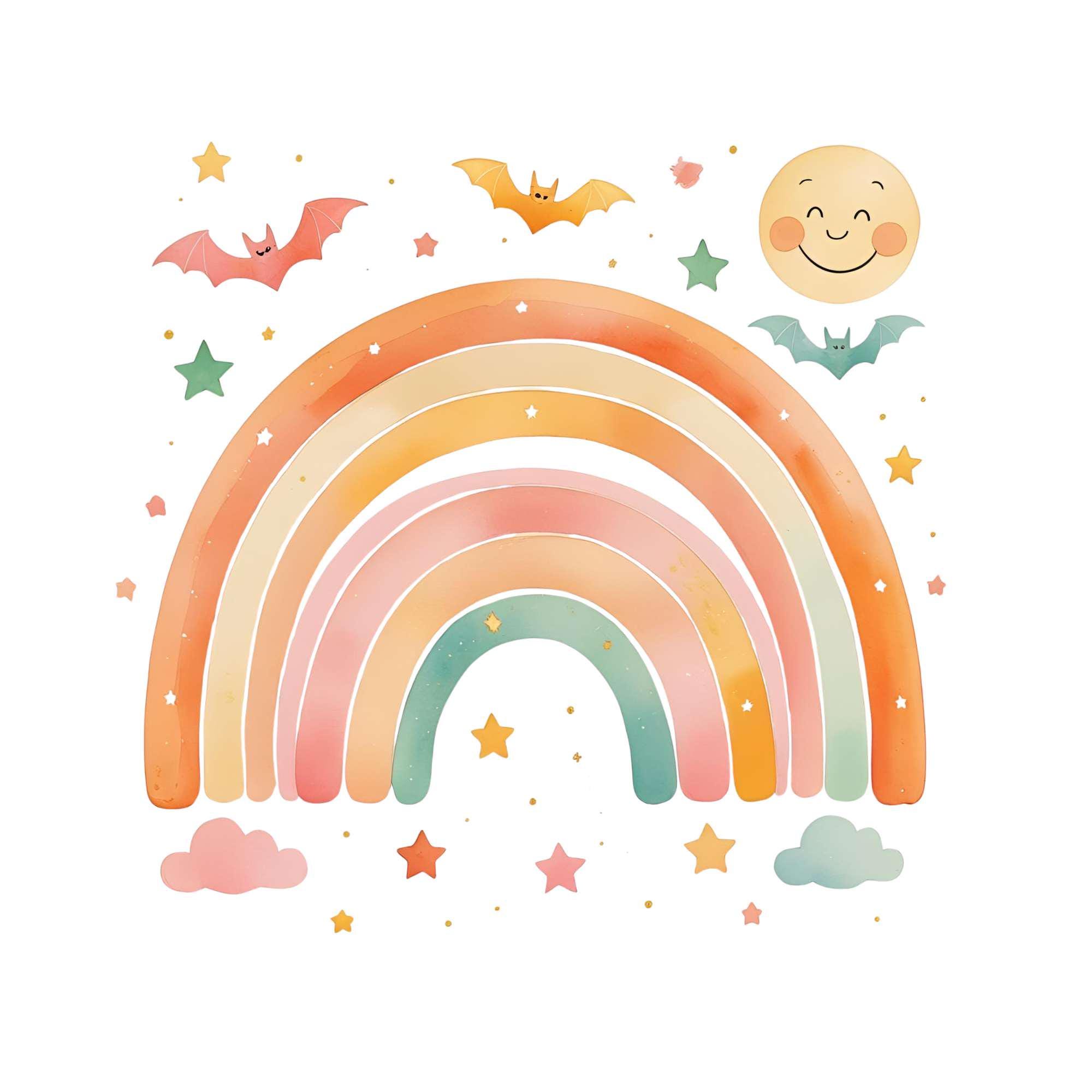 Halloween Boho Rainbow Clipart: Kids Nursery Decor Digital Download ...