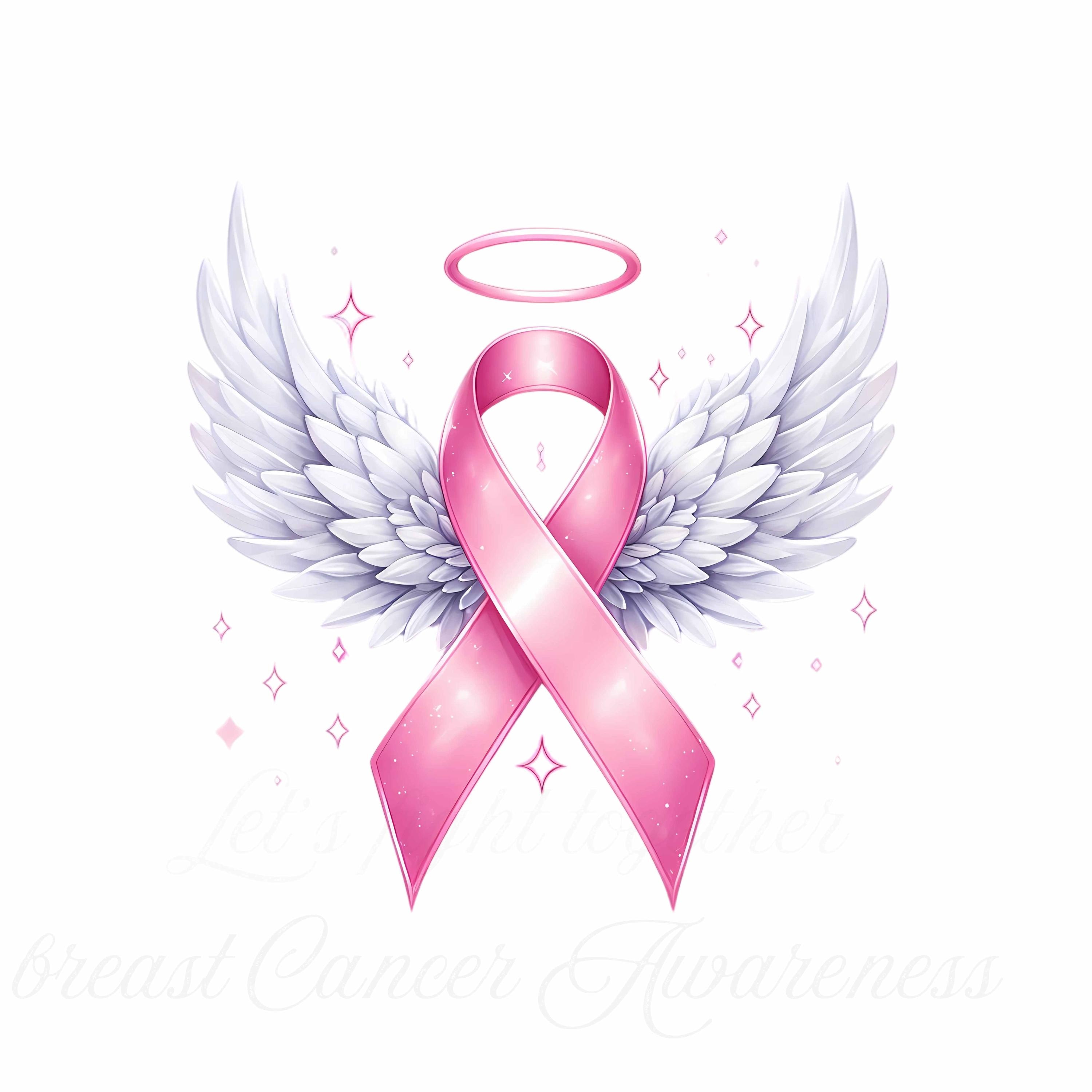 12 Angel Wings Pink Ribbon Png, Breast Cancer Awareness Clipart ...