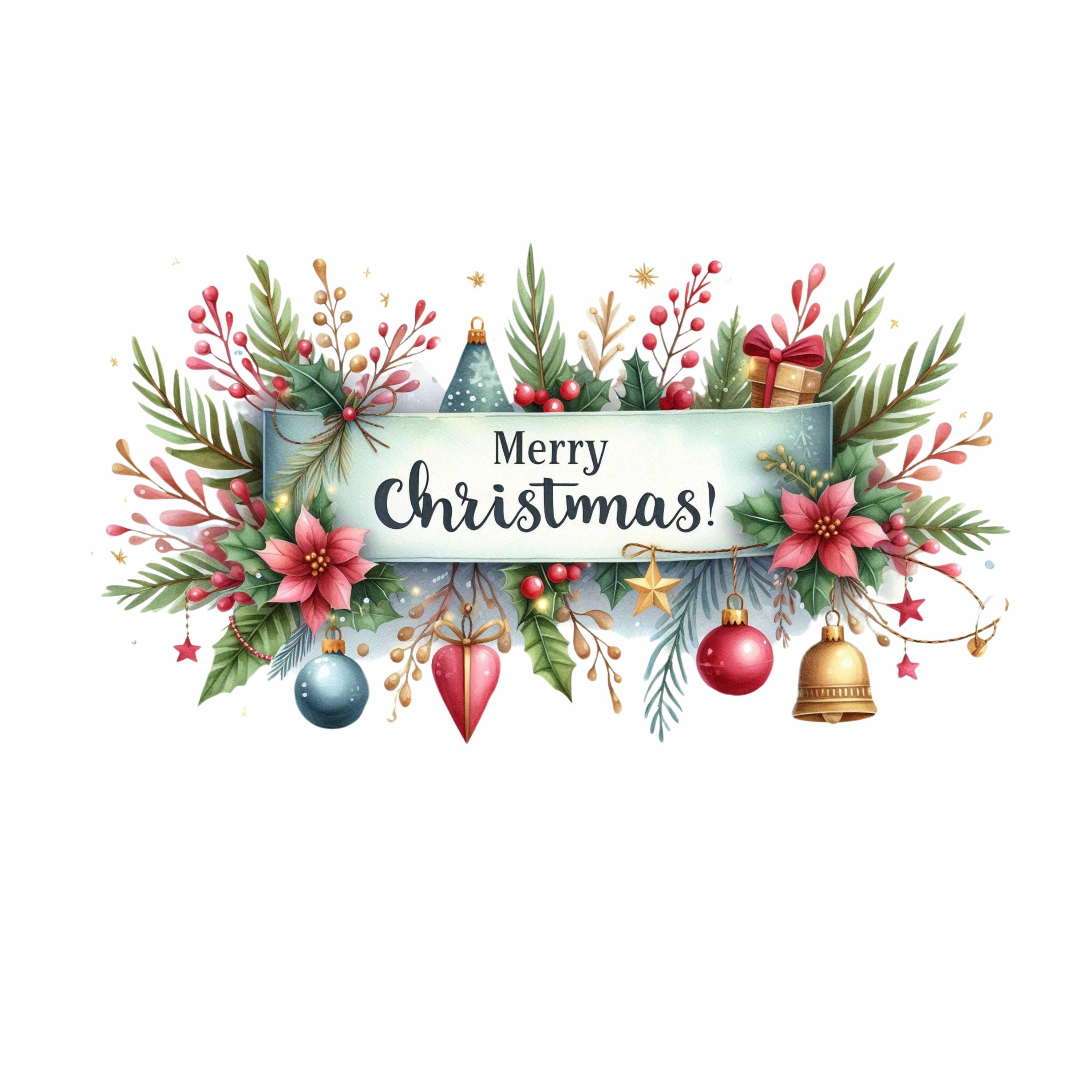30 Christmas Banner Bundle, Christmas Clipart, Card Decor, Christmas ...