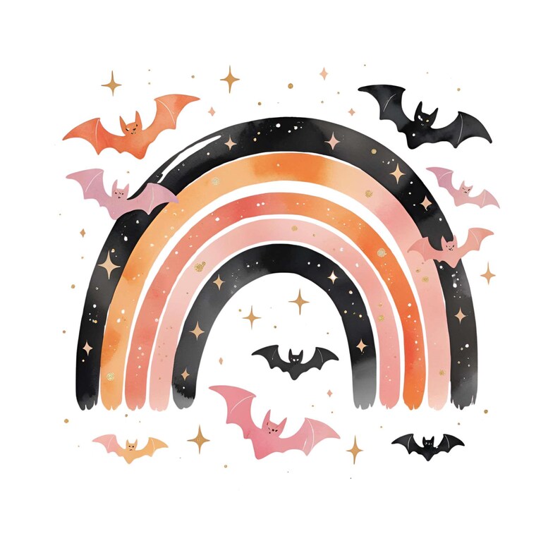 Halloween Boho Rainbow Clipart: Kids Nursery Decor Digital Download ...