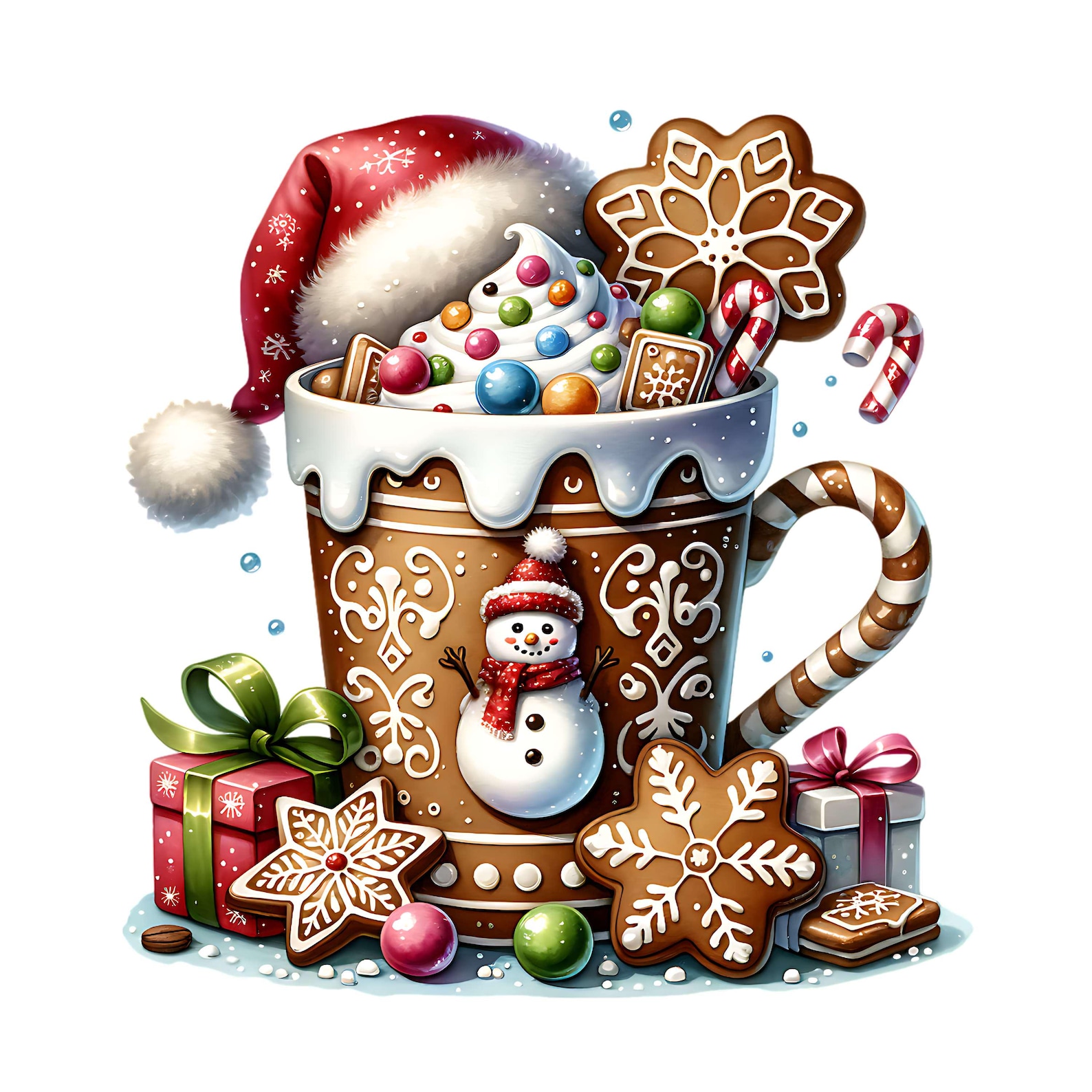 11 Christmas Gingerbread Snowman Cup Clipart, Gingerbread Cocoa Mug ...