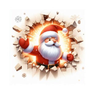 15 Santa Breaking Through the Wall Clipart, Christmas Santa, Santa ...