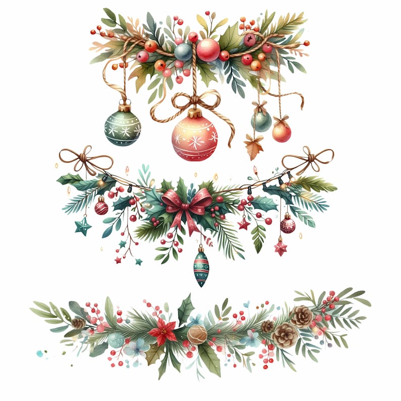 30 Christmas Banner Bundle, Christmas Clipart, Card Decor, Christmas ...