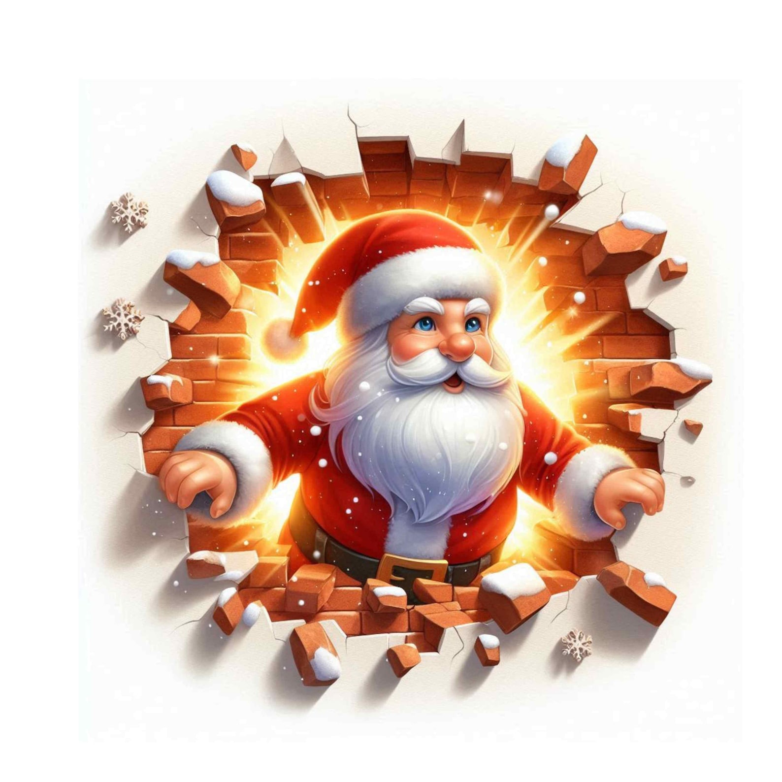 15 Santa Breaking Through the Wall Clipart, Christmas Santa, Santa ...