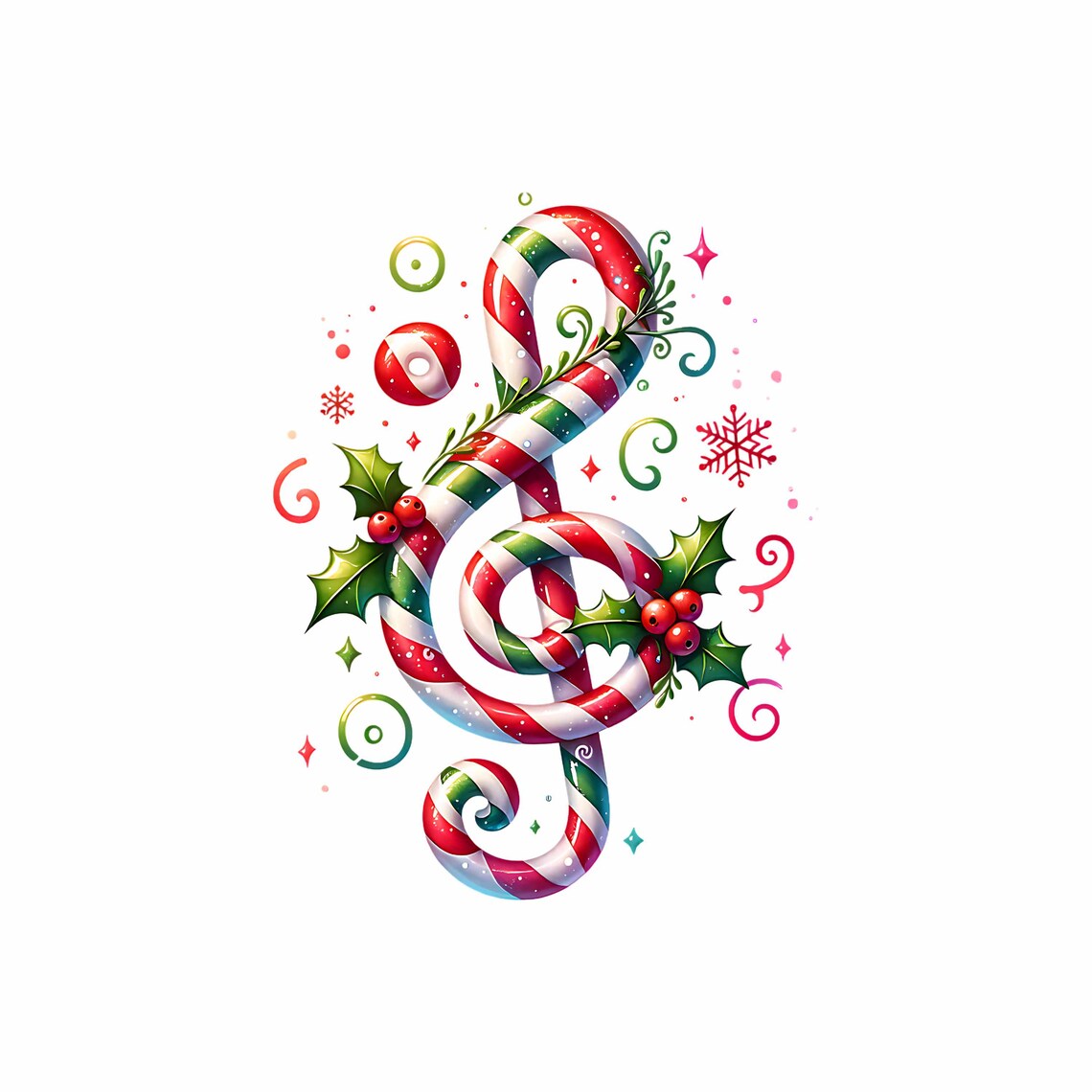 15 Watercolor Christmas Treble Clef, Music Note Clipart, PNG, Digital ...