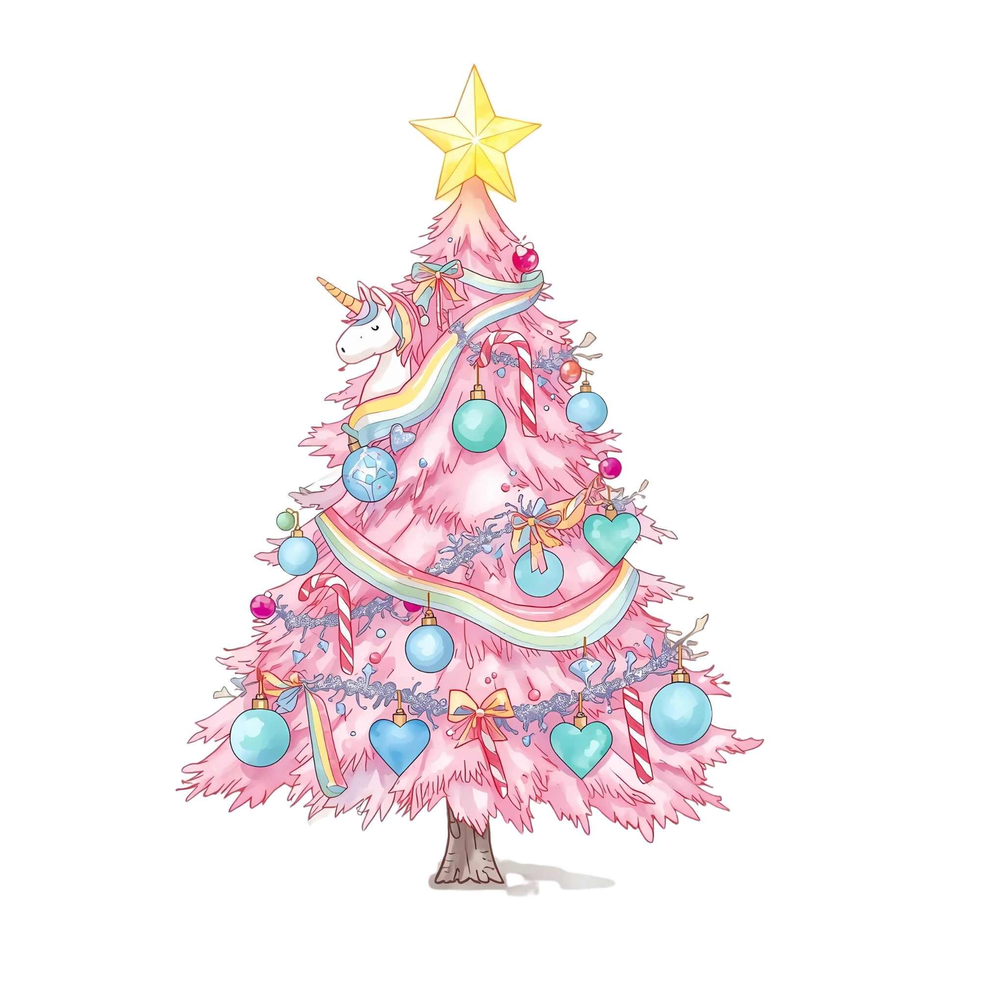 12 Watercolor Pastel Christmas Trees Pngs, Printable Digital Downloads ...