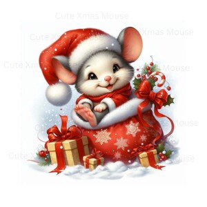 30 Cute Christmas Mouse, Mouse and Snowman Clipart, Cat and Mouse ...