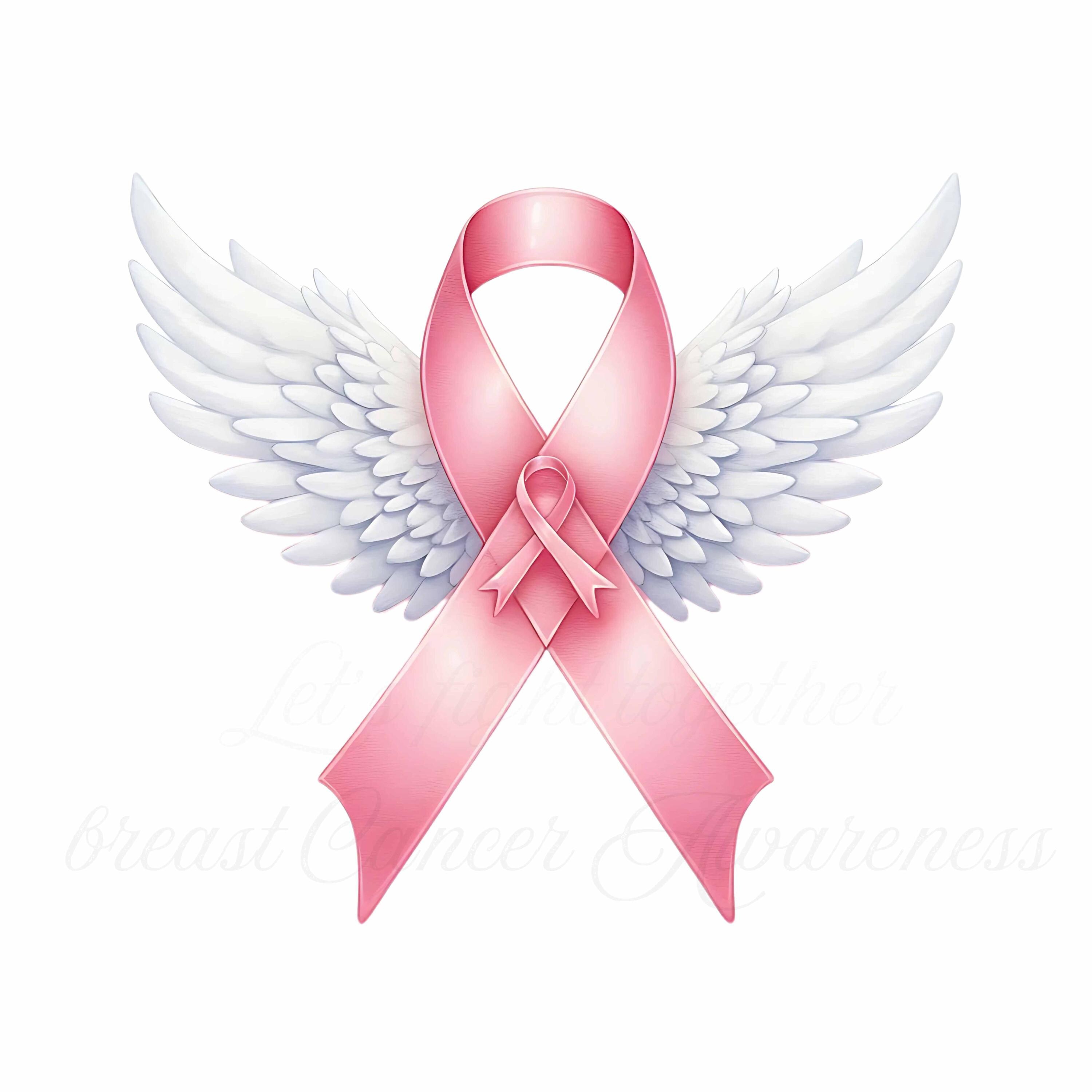 12 Angel Wings Pink Ribbon Png, Breast Cancer Awareness Clipart ...