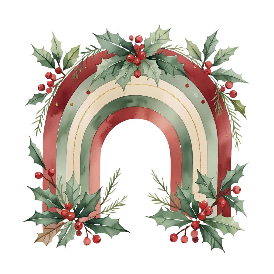 Christmas Boho Rainbows Clipart: Pastel Christmas Printables, PNG ...
