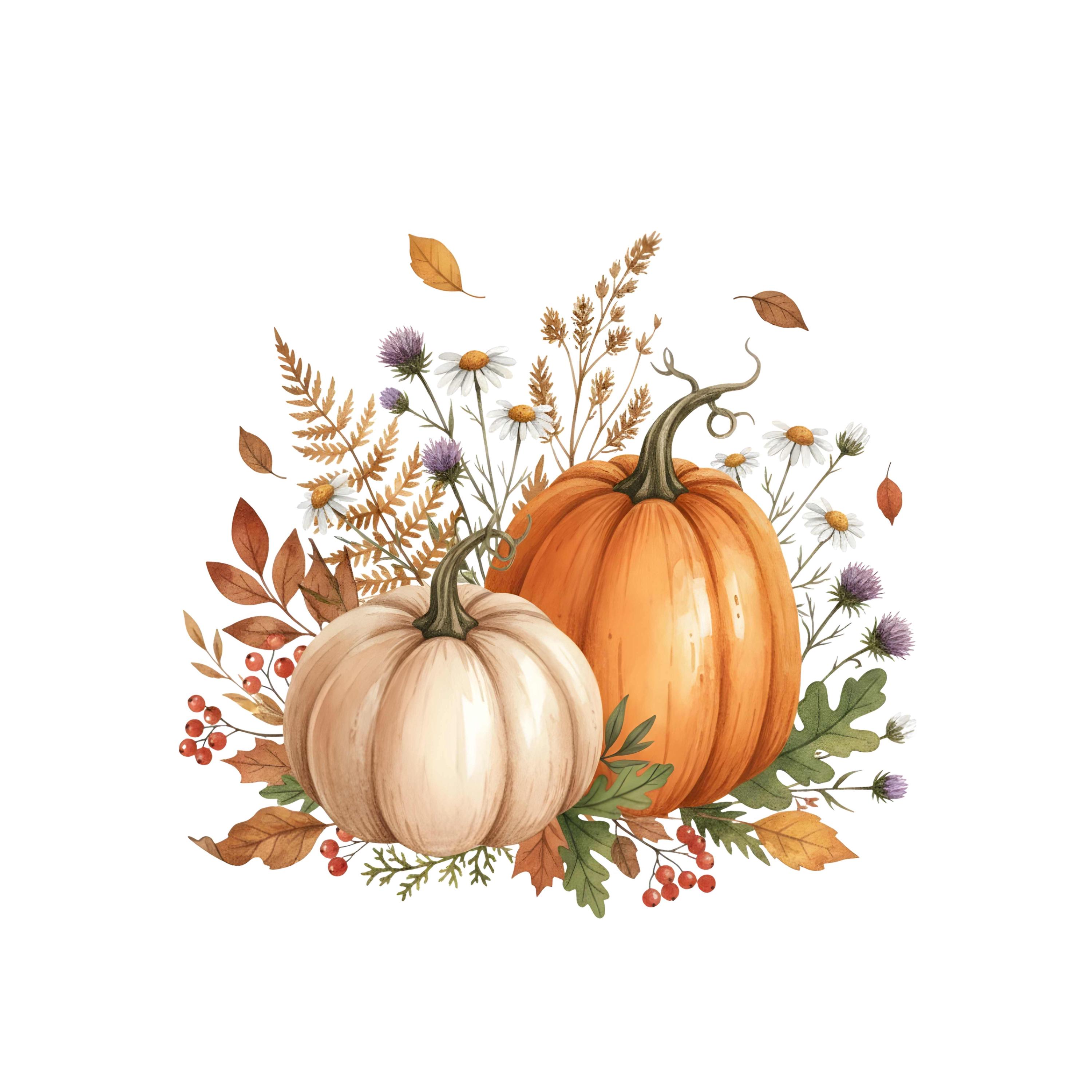 Fall Pumpkin Watercolor Clipart: Autumn Printable Decor (digital ...