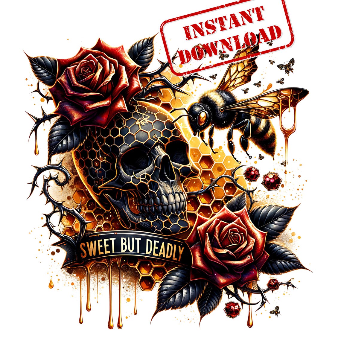 Sweet but Deadly, Bee Clipart, Gothic Bee, Sublimation Design, Mugs ...