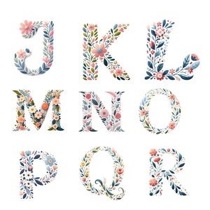 Floral Alphabet, Floral Numbers, Alphabet Clipart, Initial Letters ...