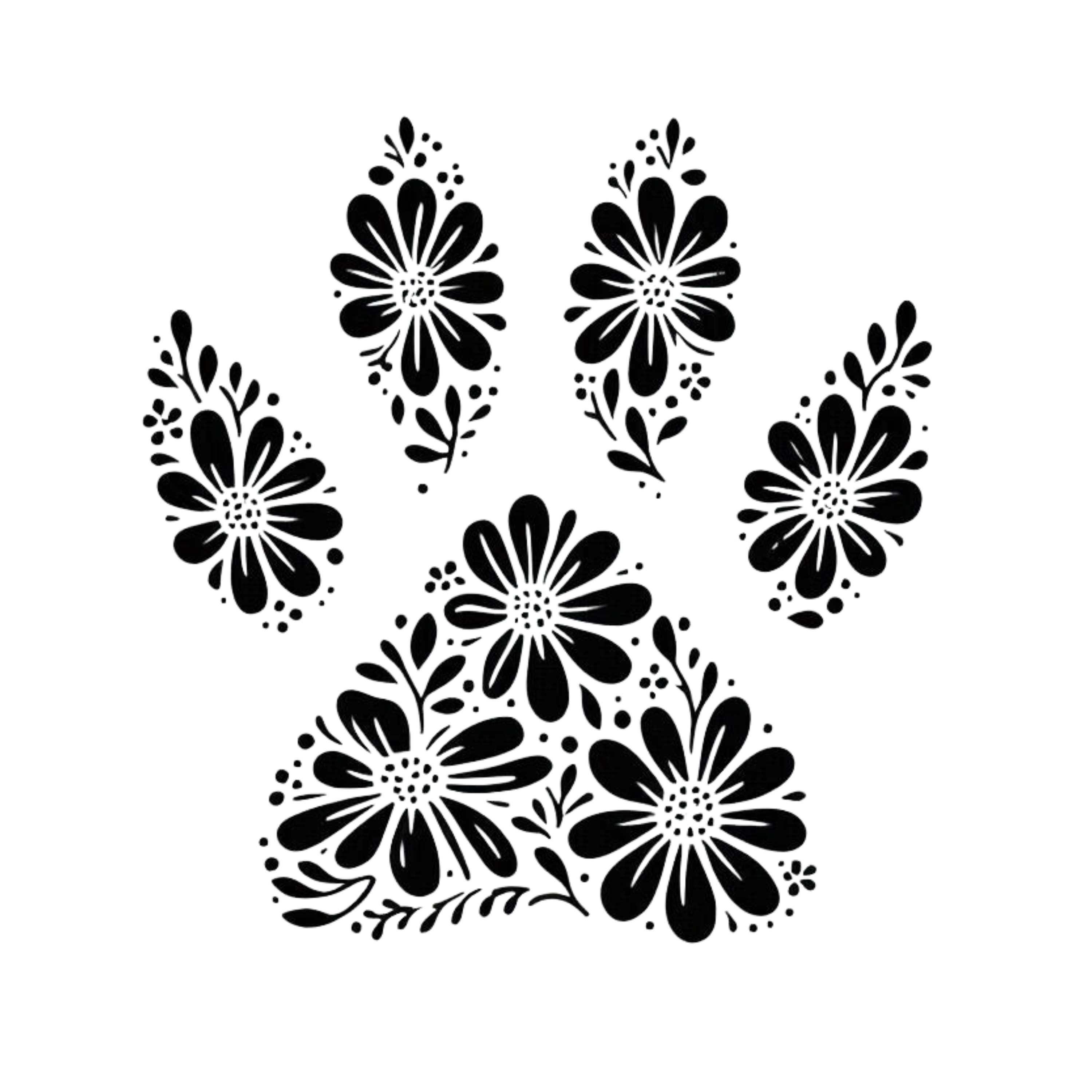 18 Doodle Floral Paw Clipart, Dog Prints, Pet Prints, Floral Paws, Paw ...