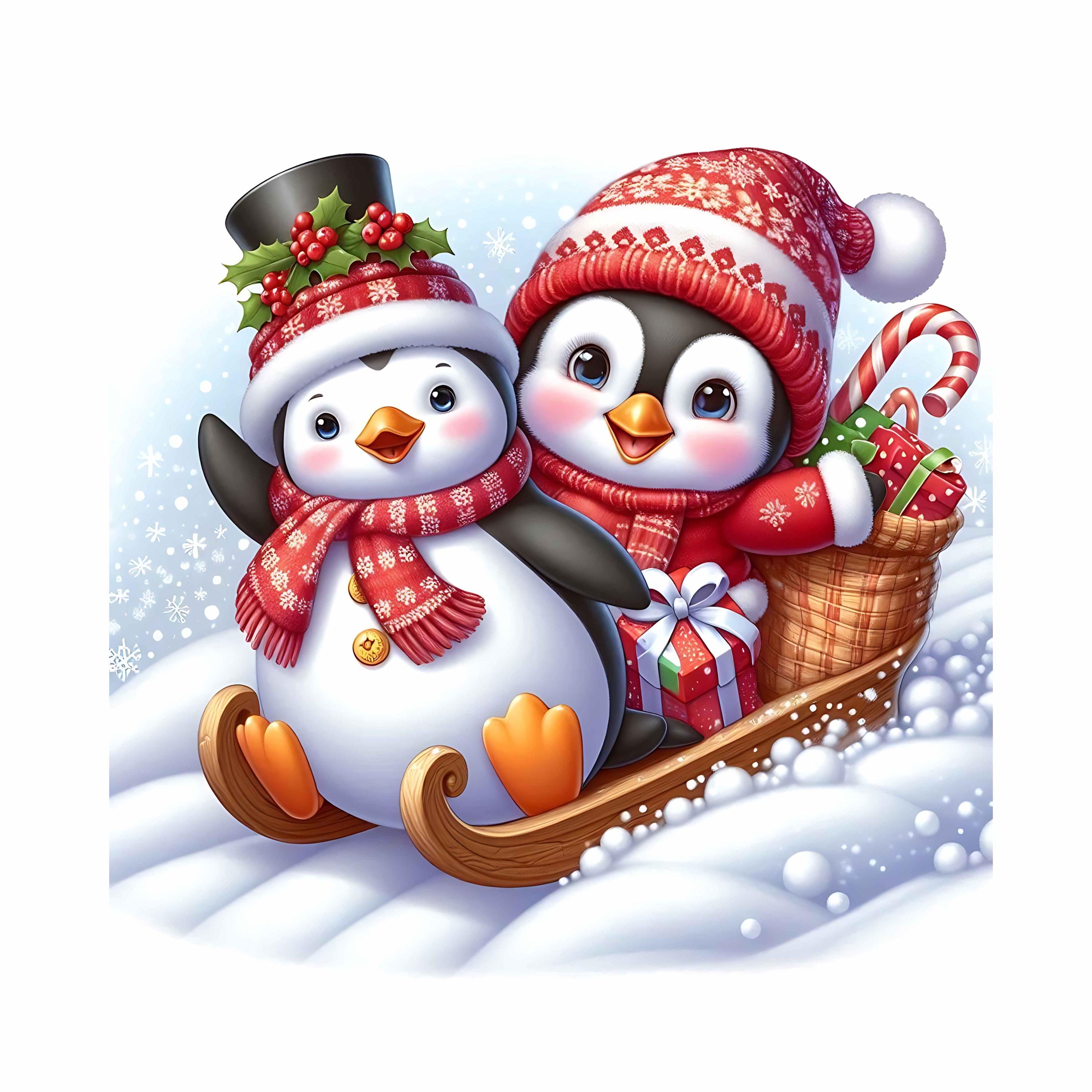 25 Cute Winter Penguins Clipart, Christmas Penguin and Snowman Clipart ...