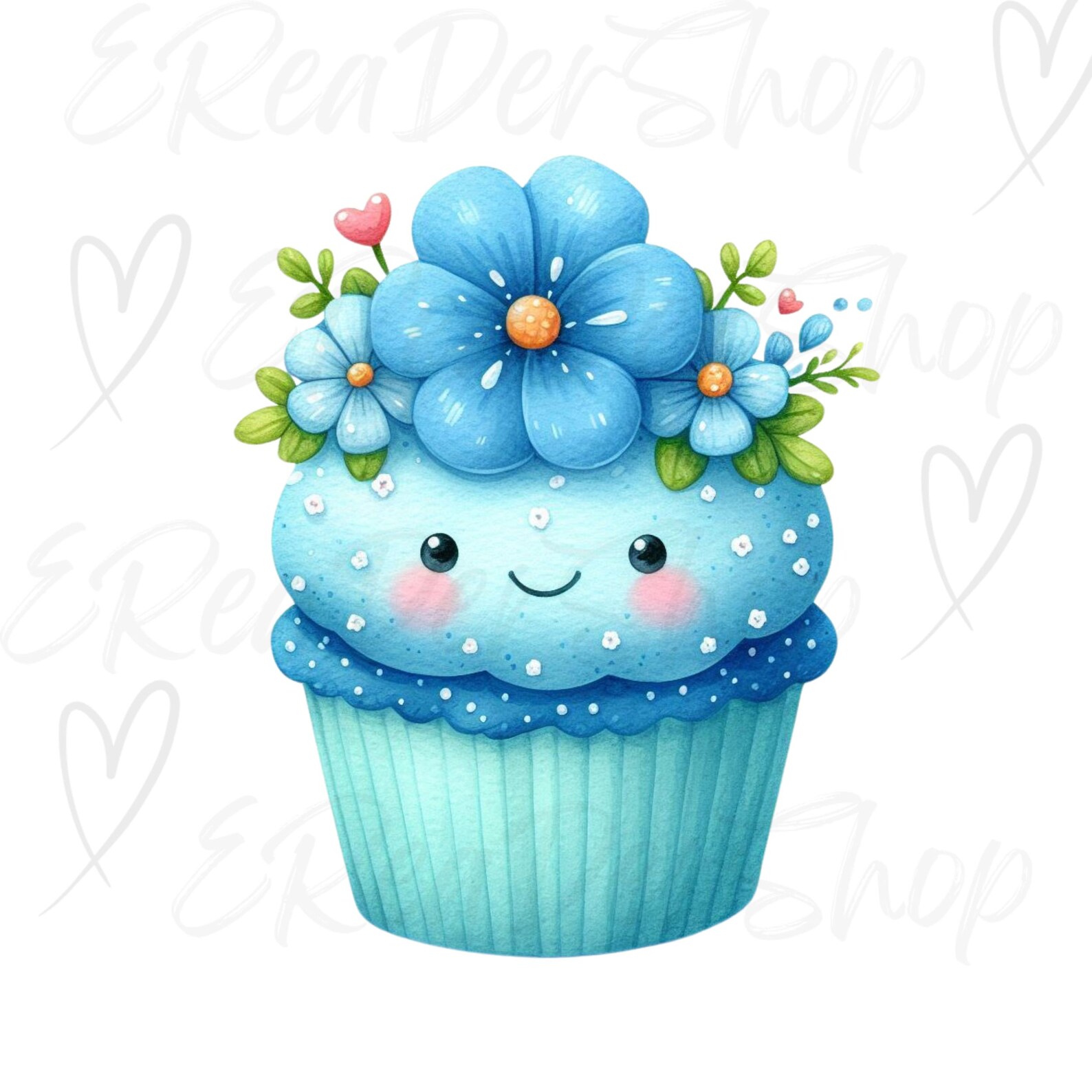 30 Cute Cupcakes, Cupcakes Clipart, Watercolor Cupcakes, Flower Cupckes ...