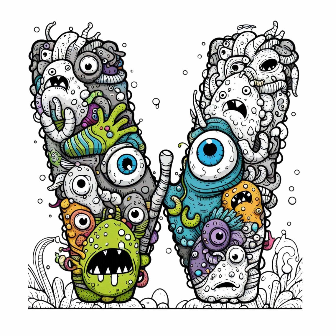 Monster Alphabet Coloring Pages, Funny Coloring, Big Kids Coloring, A-Z ...