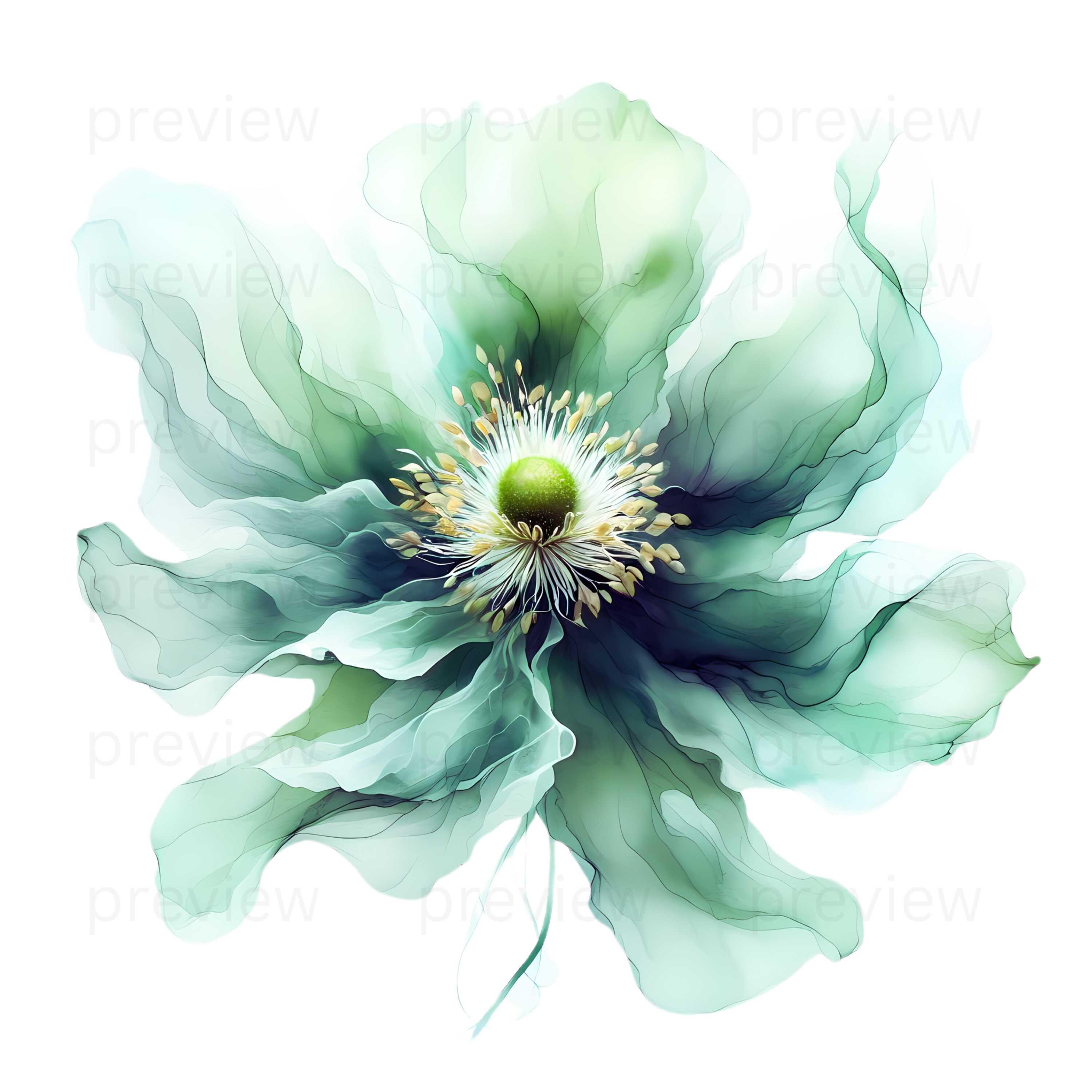 30+ Emerald Green Floral Abstracts, Watercolor Flower, Green Flower ...