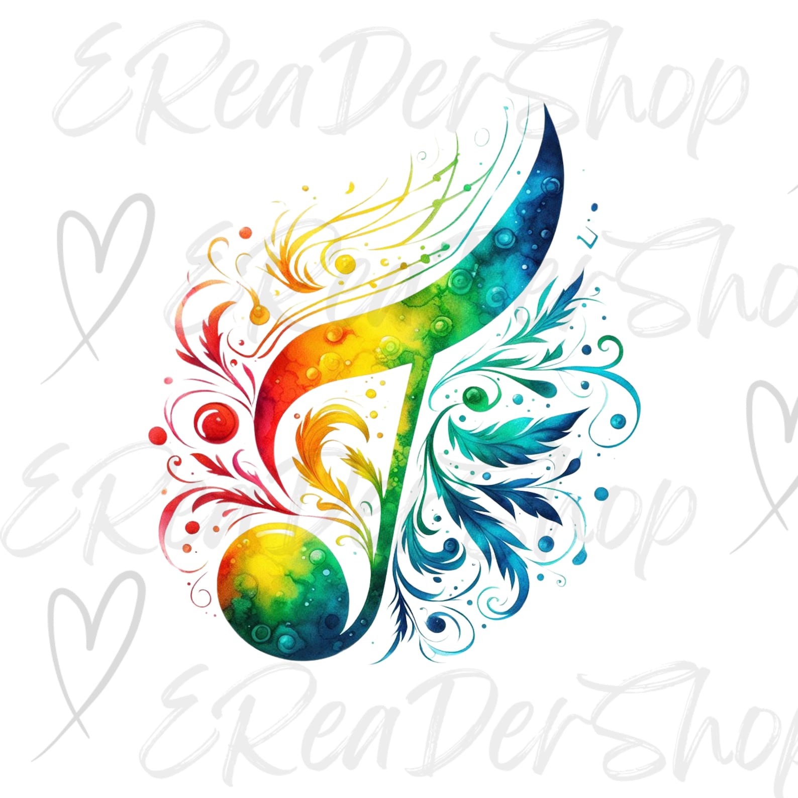 20 Watercolor Music Notes Clipart, Rastafarian Color, Treble Clef ...