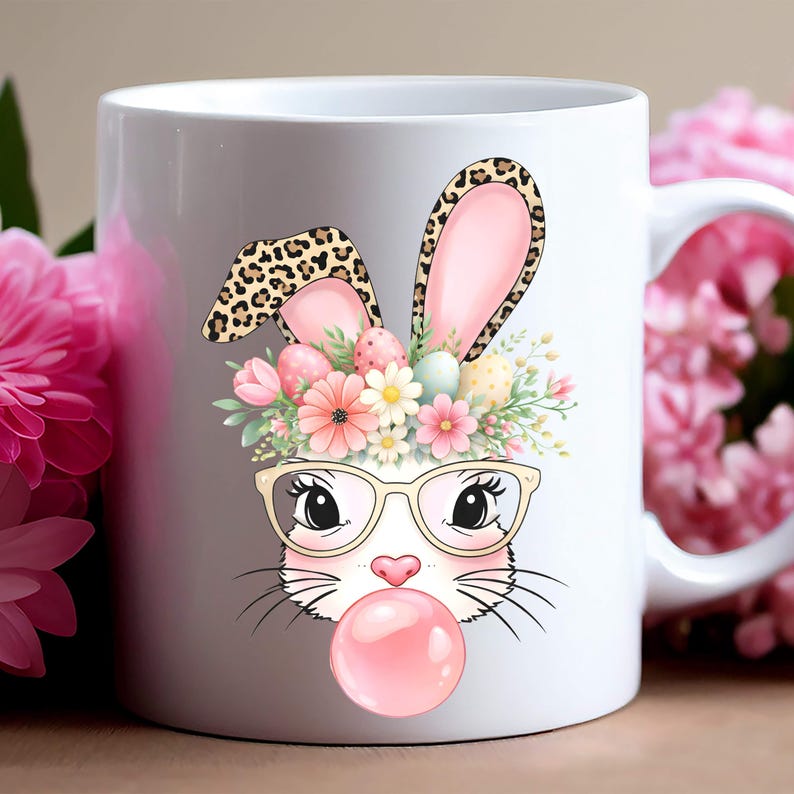 Easter Bunny Leopard Print, Floral Crown, Spring Women's Design ...