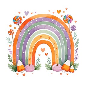 Halloween Boho Rainbow Clipart: Kids Nursery Decor Digital Download ...