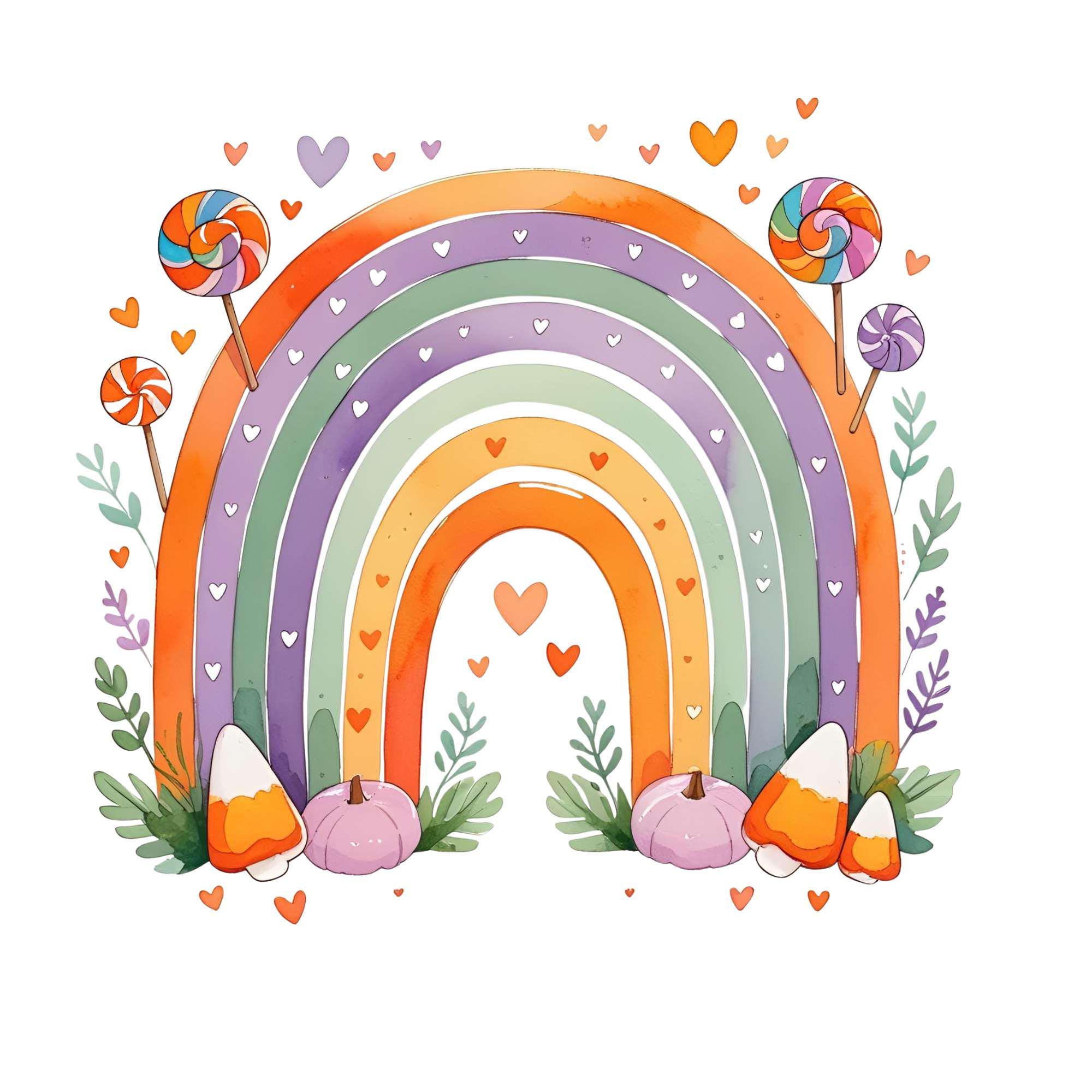 Halloween Boho Rainbow Clipart: Kids Nursery Decor Digital Download ...
