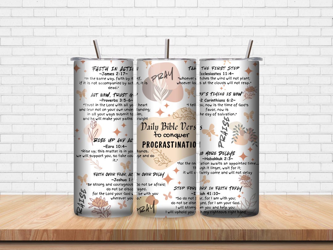 Bible Verses to Conquer Procrastination, Tumbler Wrap, 20oz Skinny ...