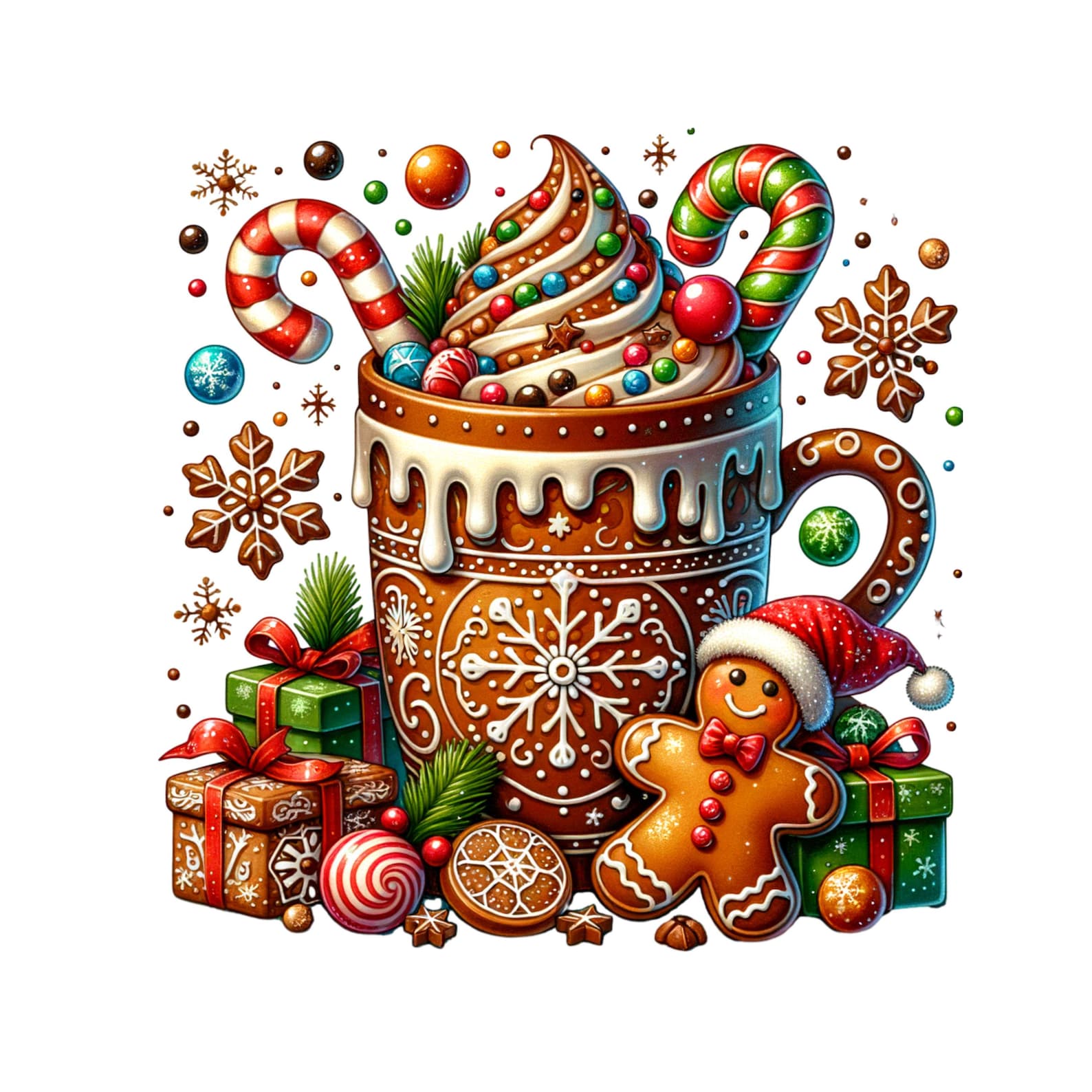 11 Christmas Gingerbread Snowman Cup Clipart, Gingerbread Cocoa Mug ...
