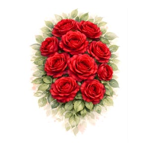 Watercolor Red Rose Clipart | Floral Bouquets, Valentine Wedding ...