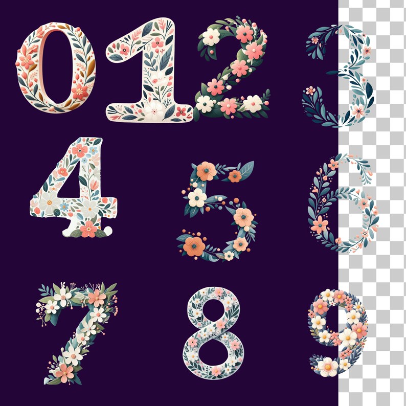 Floral Alphabet, Floral Numbers, Alphabet Clipart, Initial Letters ...