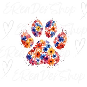 Floral Dog Paw Prints Clipart, Watercolor Pet Prints, (digital Download ...