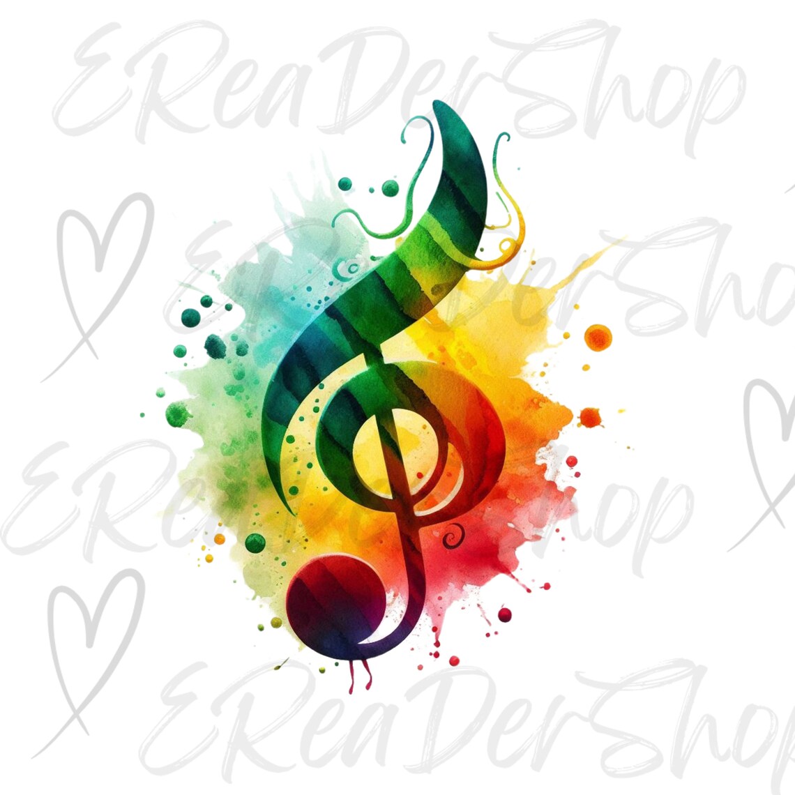 20 Watercolor Music Notes Clipart, Rastafarian Color, Treble Clef ...