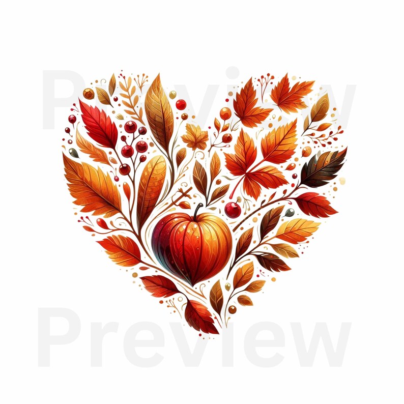 15 Autumn Leaves Hearts, Fall Hearts, Hearts Clipart, Thanksgiving ...