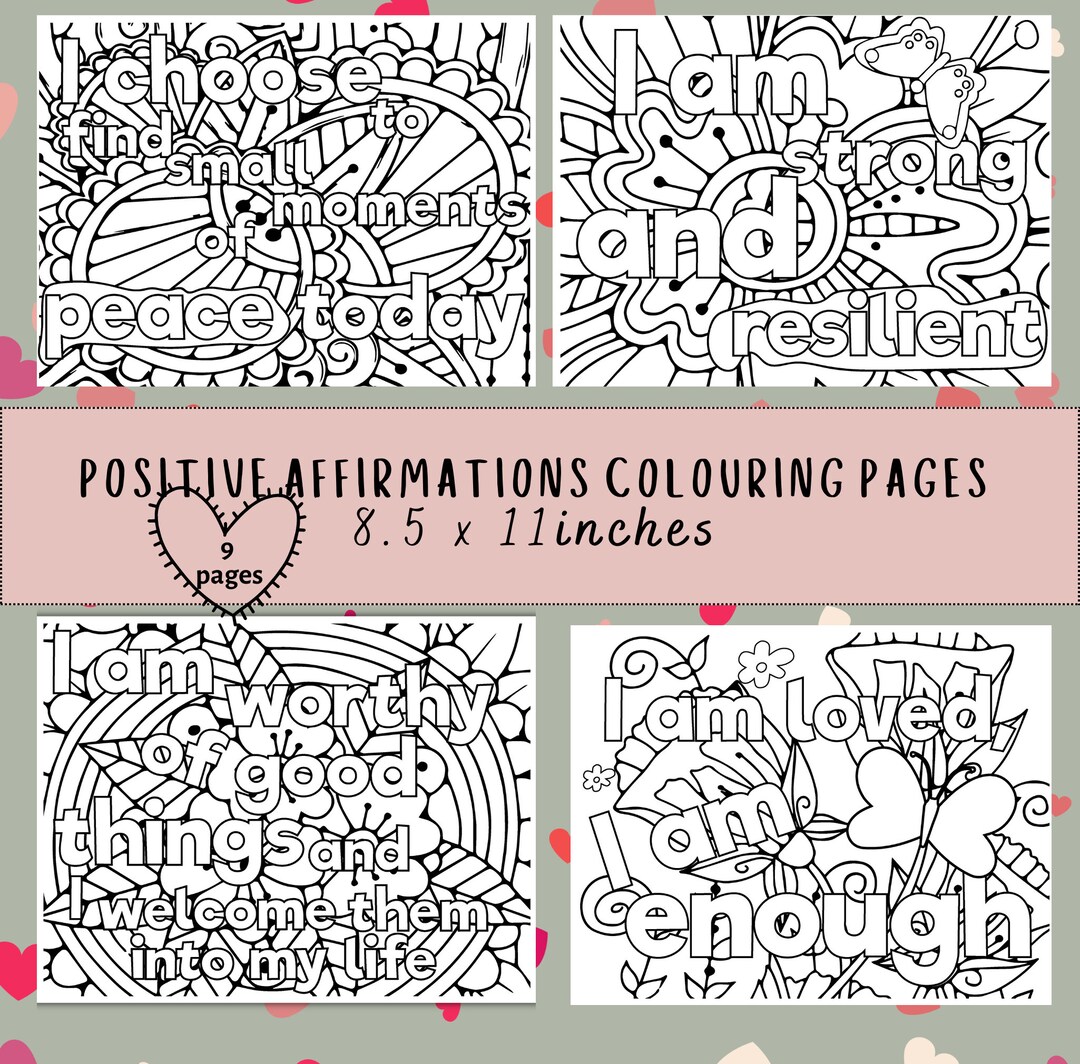 Stress-anxiety Relief Positive Affirmations, Colouring | 1st Person "i ...
