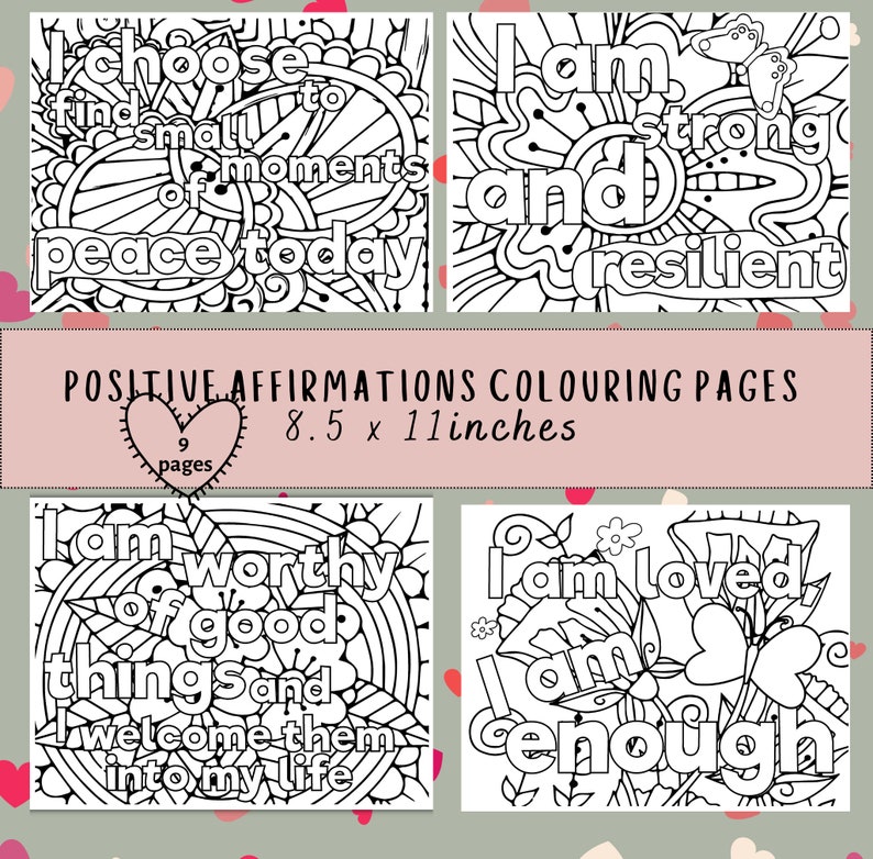 Stress-anxiety Relief Positive Affirmations, Colouring | 1st Person "i ...