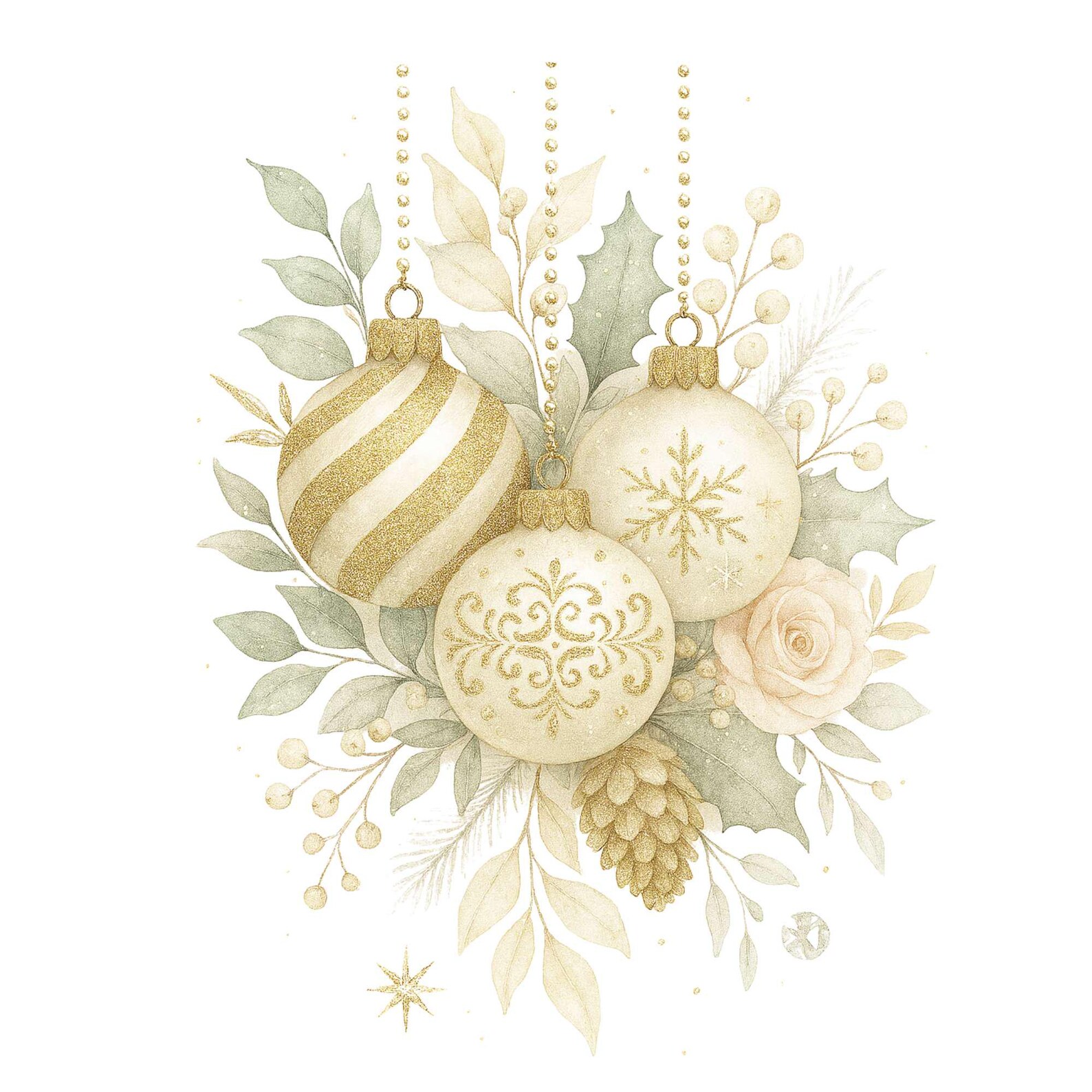 Watercolor Christmas Baubles Clipart Bundle: Printable Holiday Graphics ...
