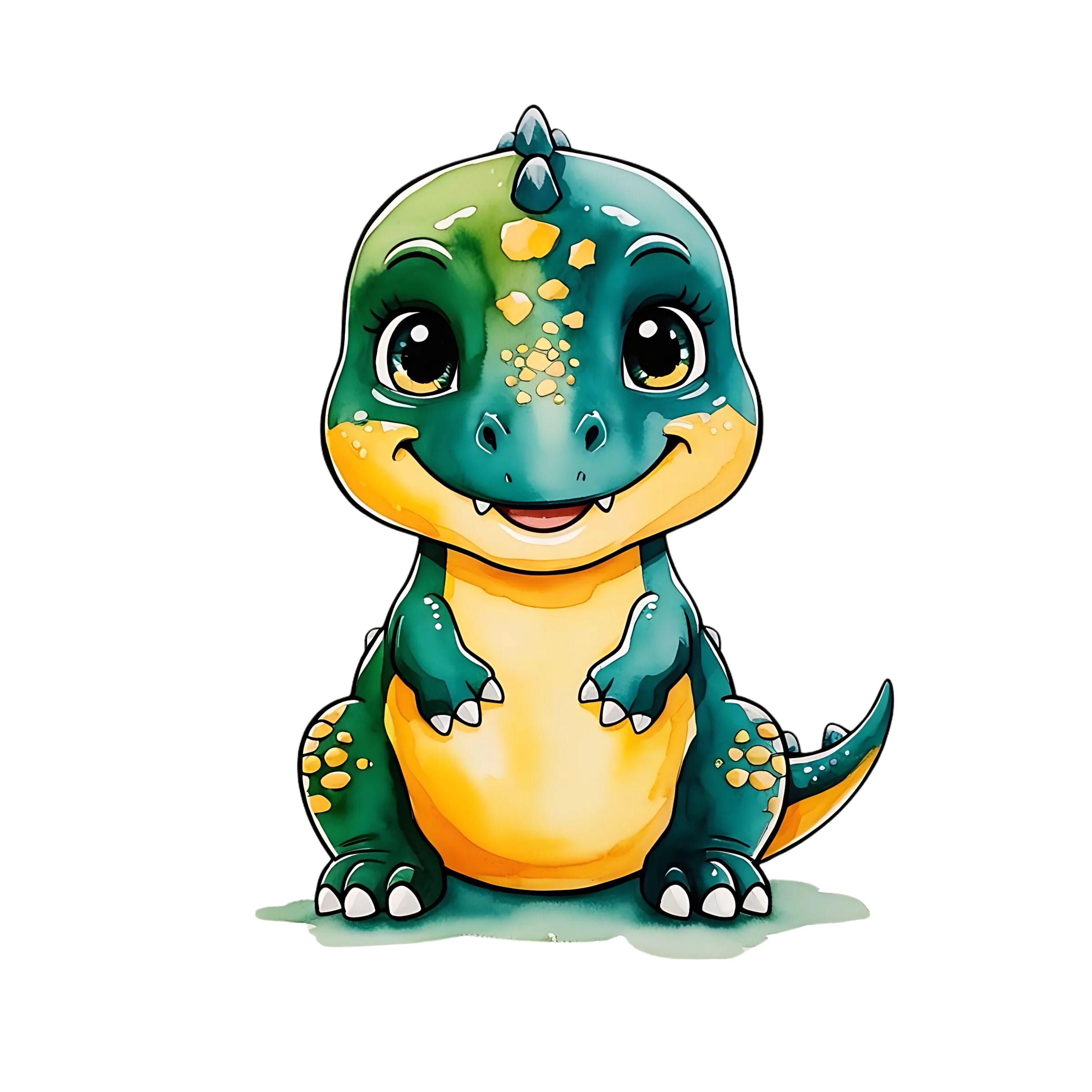 13 Cute Cartoon Dinosaur Clipart, Baby Dinosaur, Printable Watercolor ...