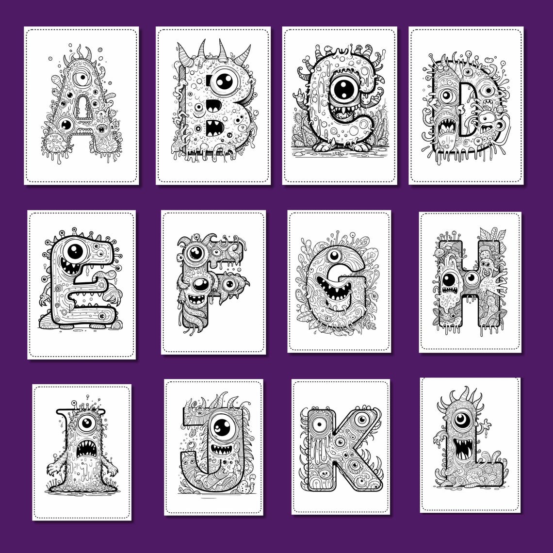 Monster Alphabet Coloring Pages, Funny Coloring, Big Kids Coloring, A-Z ...