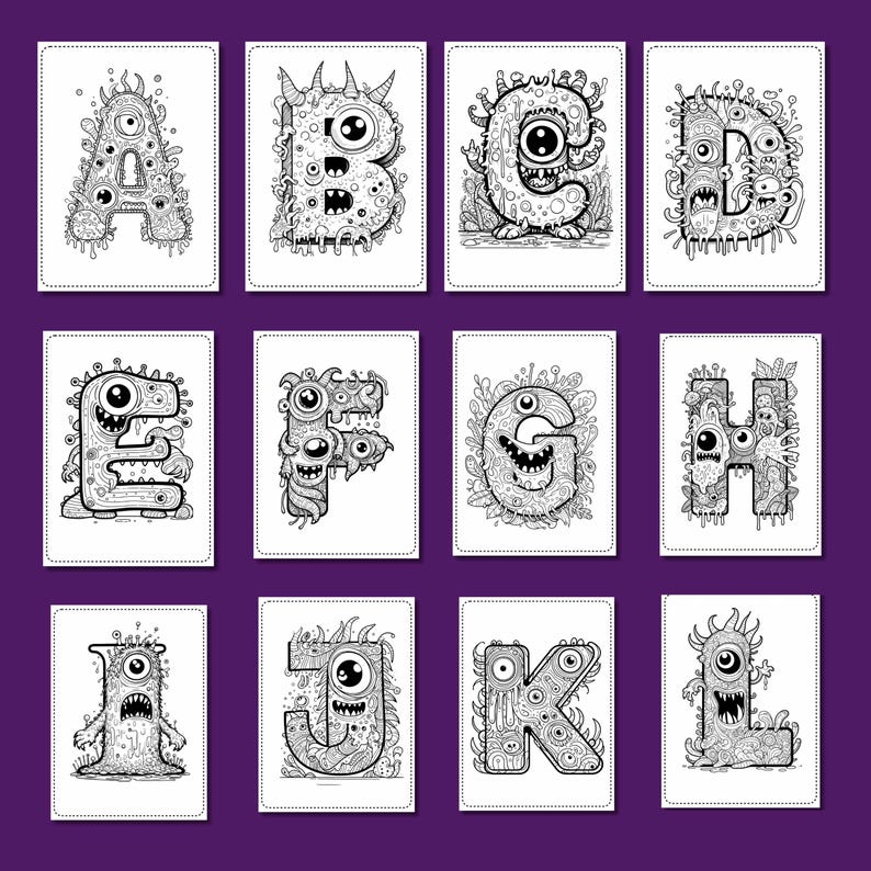 Monster Alphabet Coloring Pages, Funny Coloring, Big Kids Coloring, A-Z ...