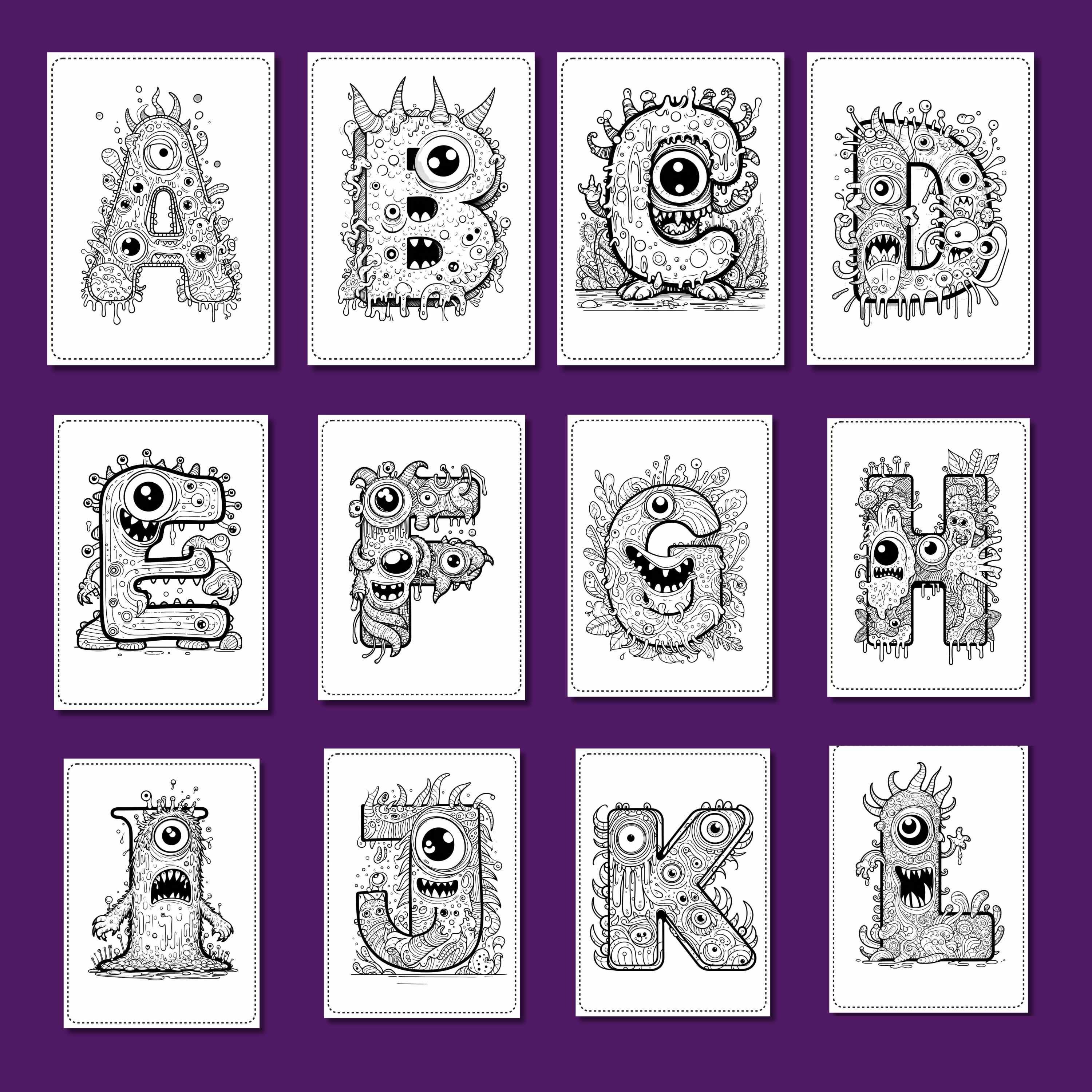 Monster Alphabet Coloring Pages, Funny Coloring, Big Kids Coloring, A-Z ...