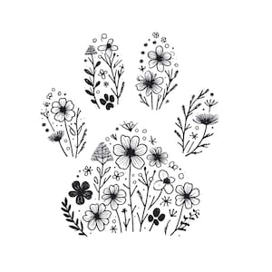 18 Doodle Floral Paw Clipart, Dog Prints, Pet Prints, Floral Paws, Paw ...
