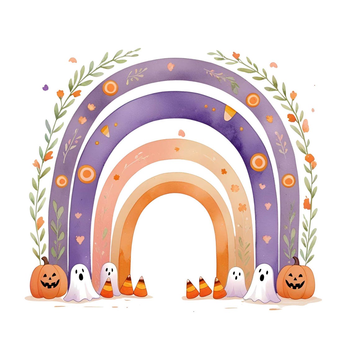 Halloween Boho Rainbow Clipart: Kids Nursery Decor Digital Download ...