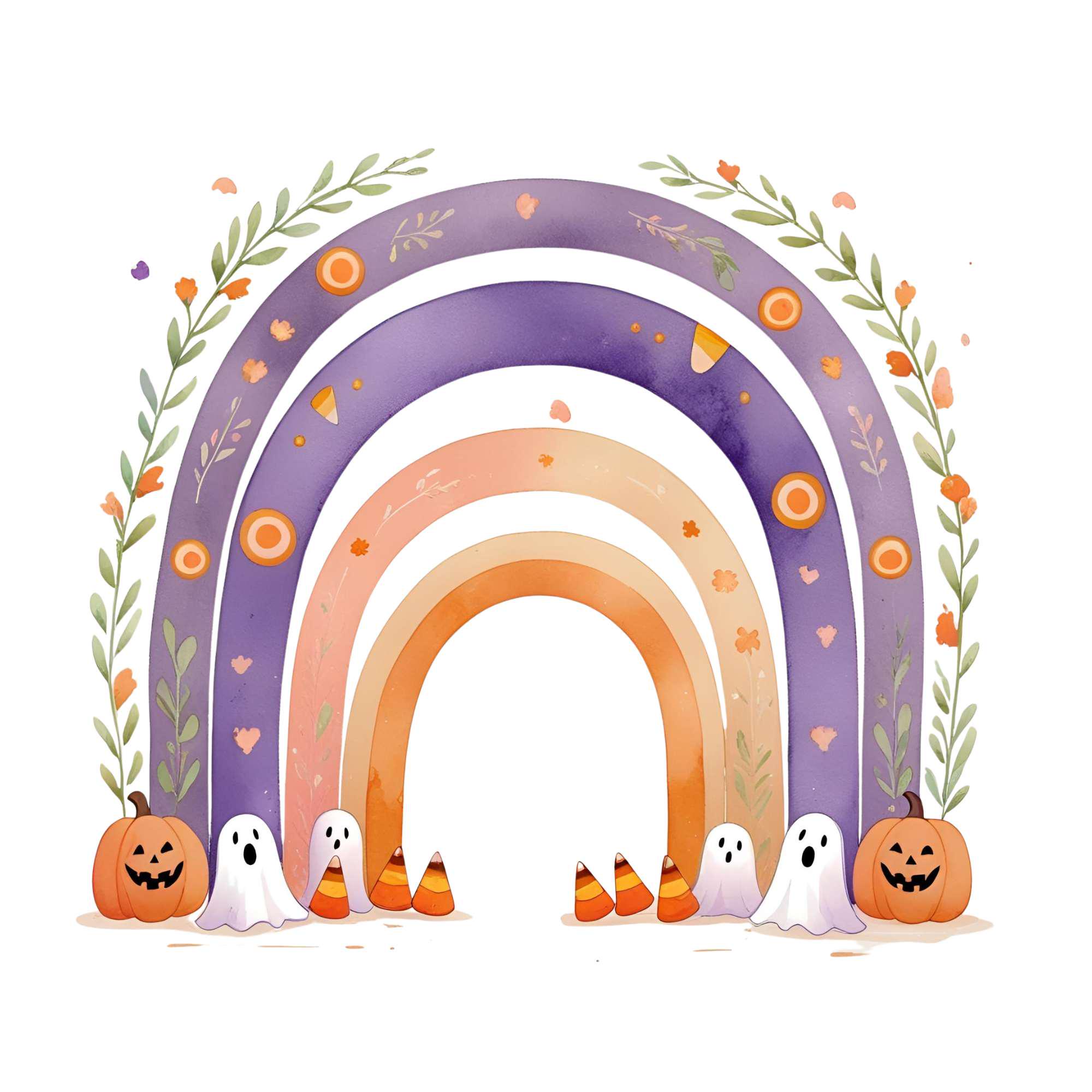 Halloween Boho Rainbow Clipart: Kids Nursery Decor Digital Download ...