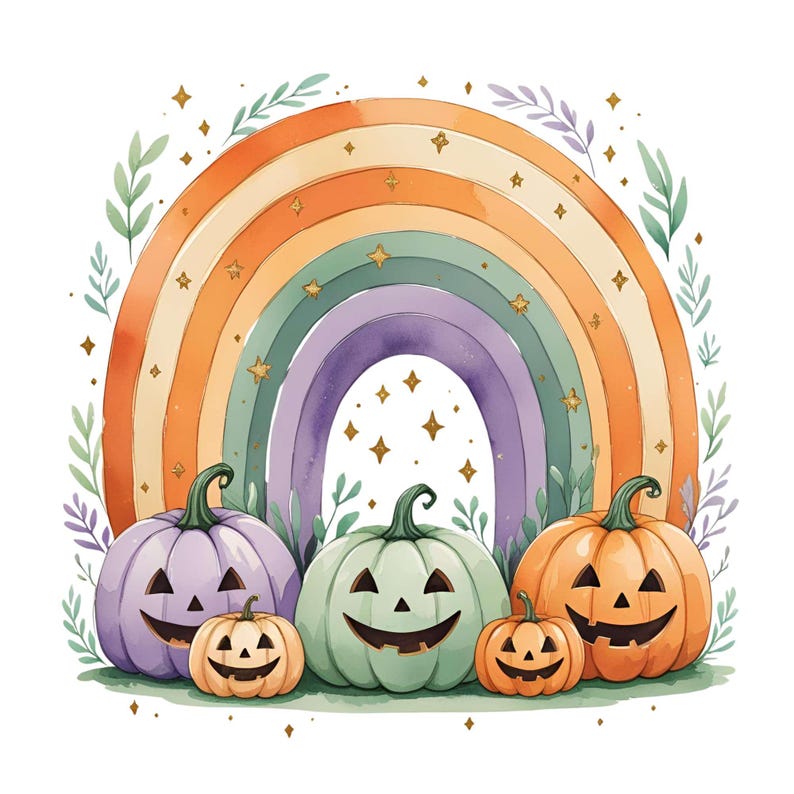 14 Halloween Boho Rainbows Clipart—kids Friendly, Nursery Clipart ...