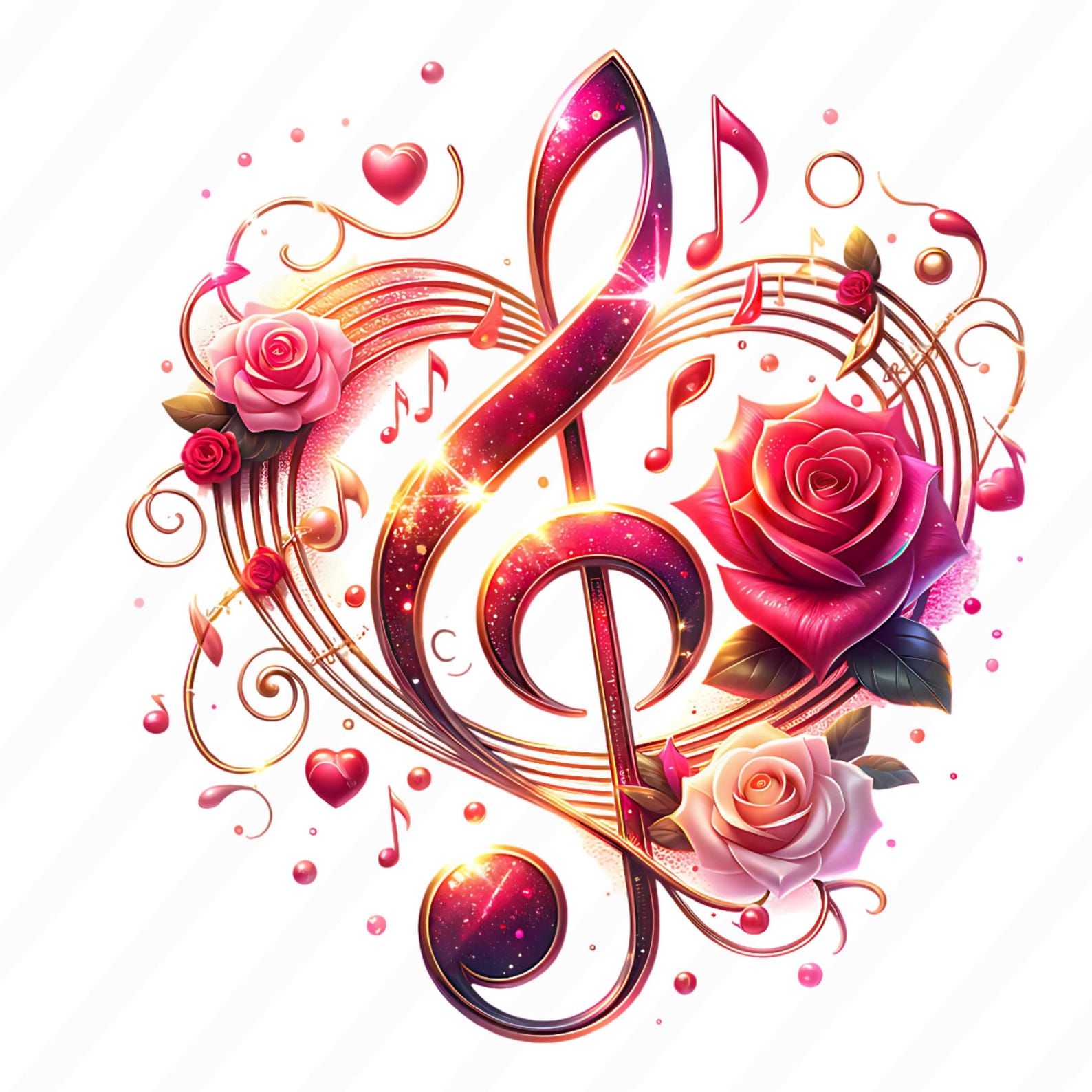 14 Watercolor Valentines Music Notes Sublimation, Music Clipart ...