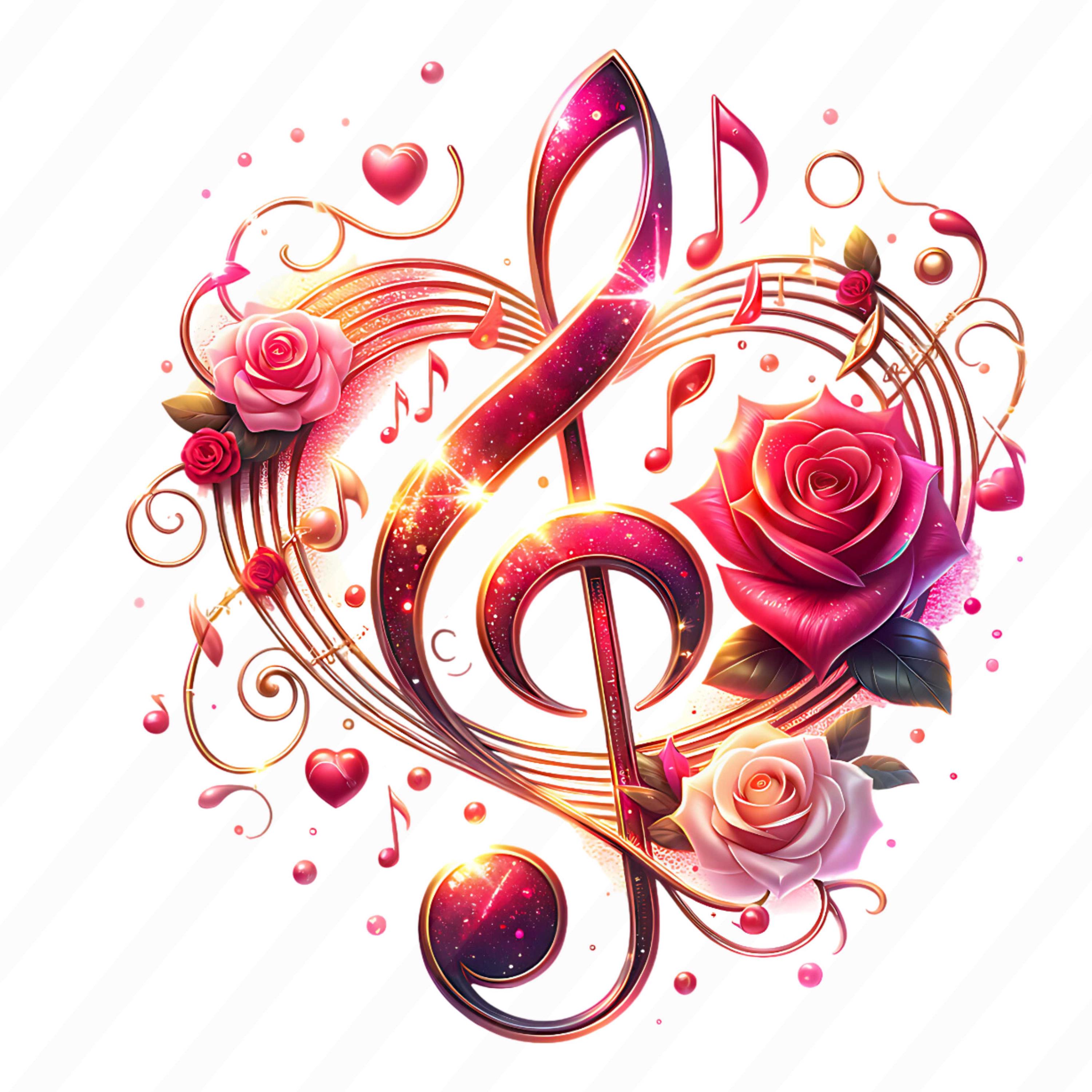 14 Watercolor Valentines Music Notes Sublimation, Music Clipart ...