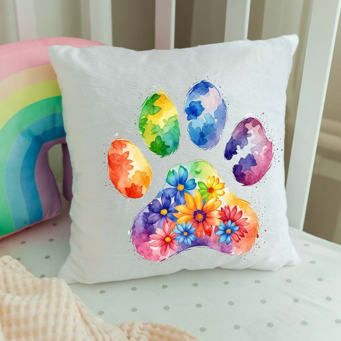 15 Floral Paw Clipart, Dog Prints, Watercolor Pet Prints, Floral Paws ...