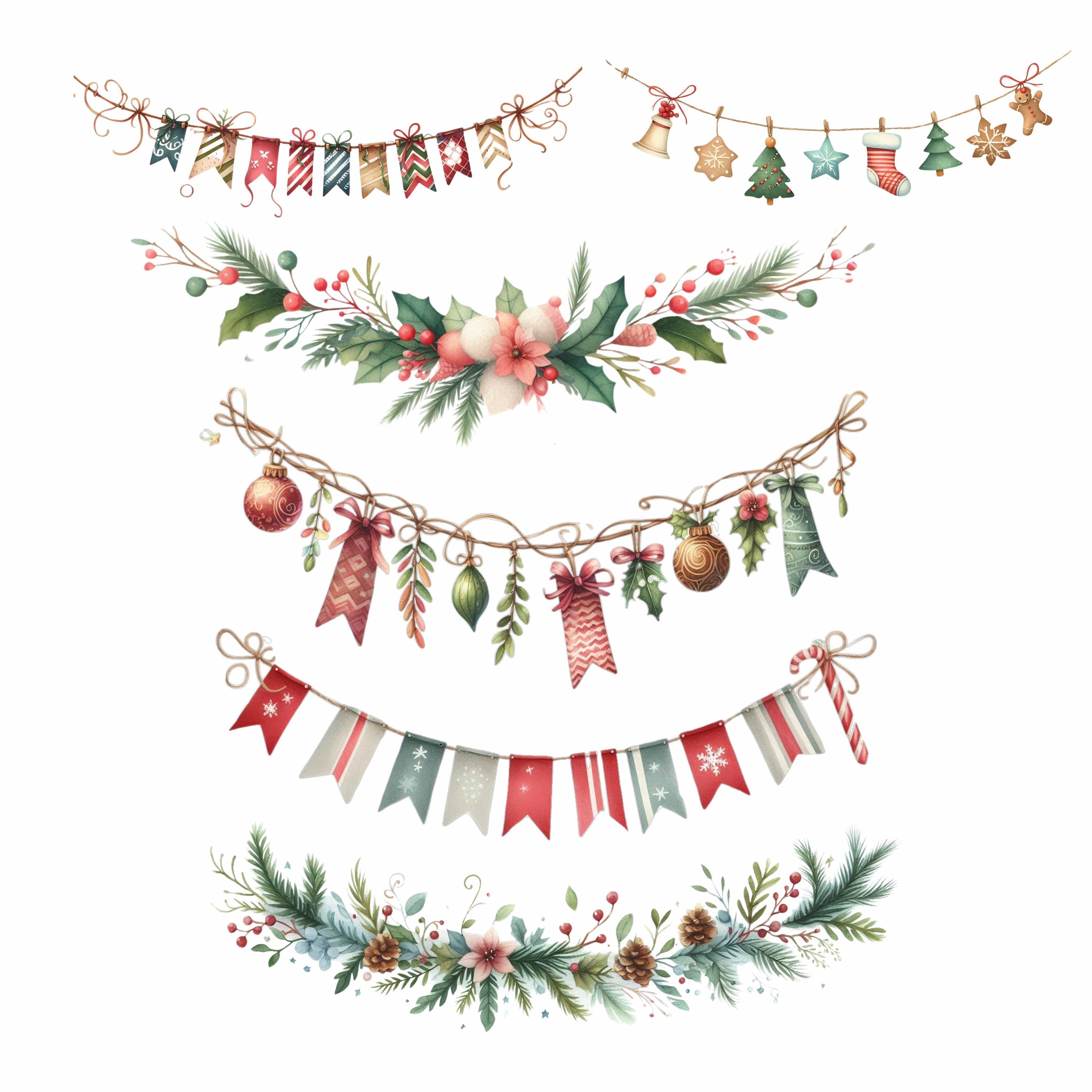 30 Christmas Banner Bundle, Christmas Clipart, Card Decor, Christmas ...