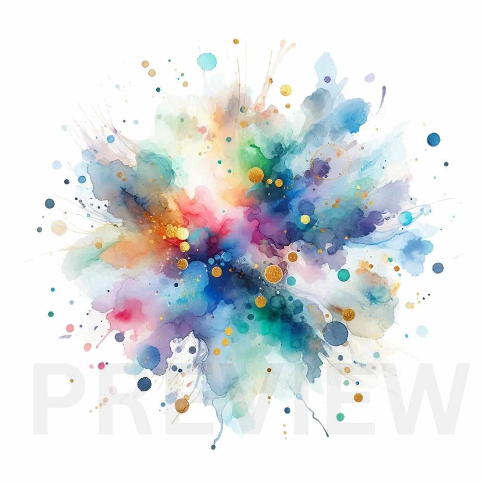 40 Png Watercolor Splashes, Splatter Clipart, Pastel Color Splashes ...
